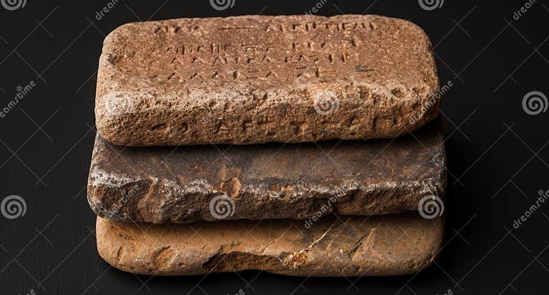 Ancient Stone Tablet with Engraved Text Stock Illustration ...