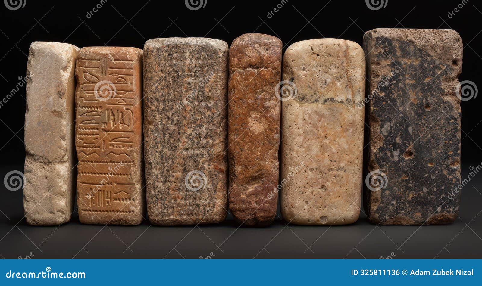 Ancient Stone Tablets with Hieroglyphic Carvings Stock Illustration ...