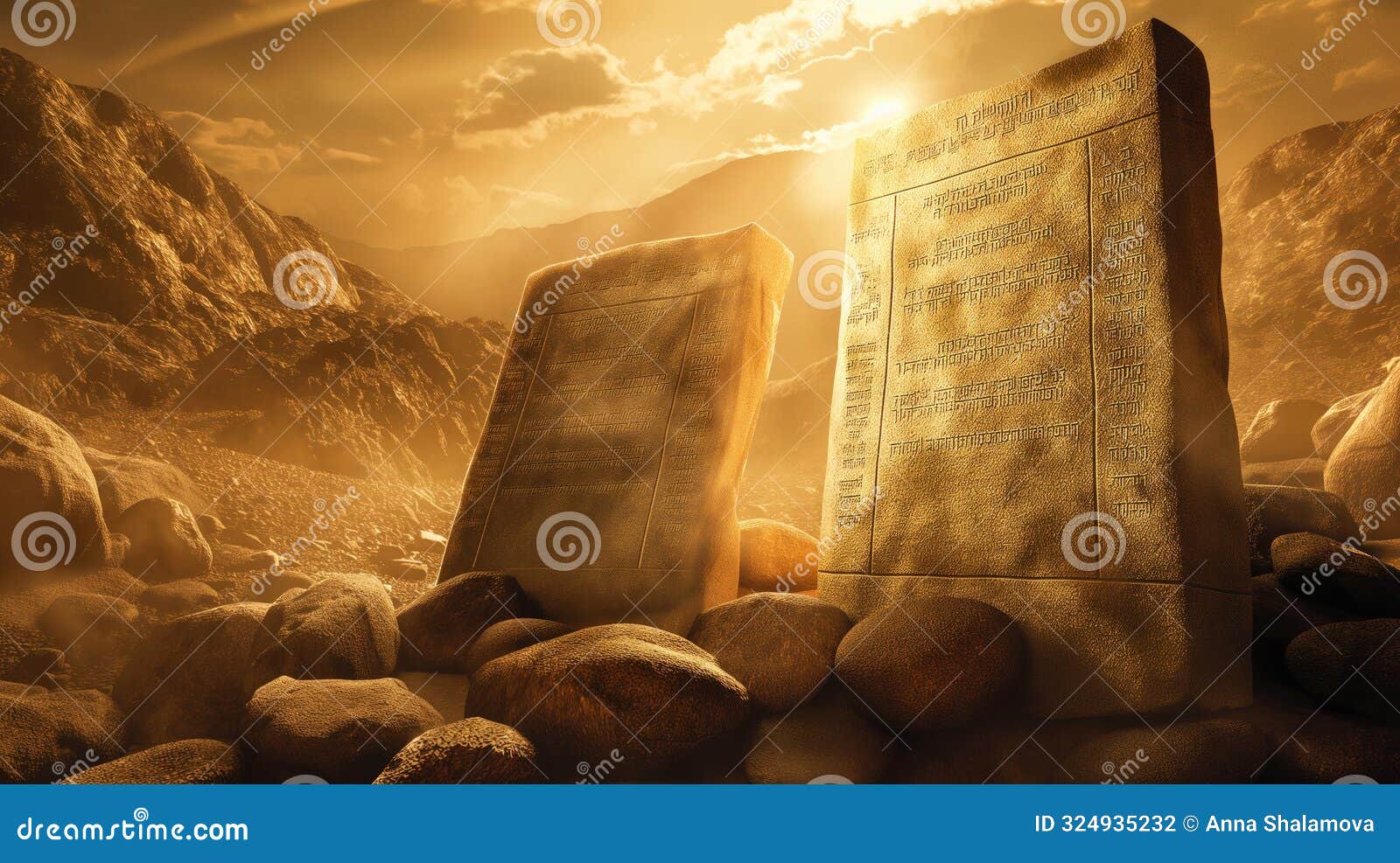 Ancient Stone Tablets with Inscriptions of Biblical Commandments ...