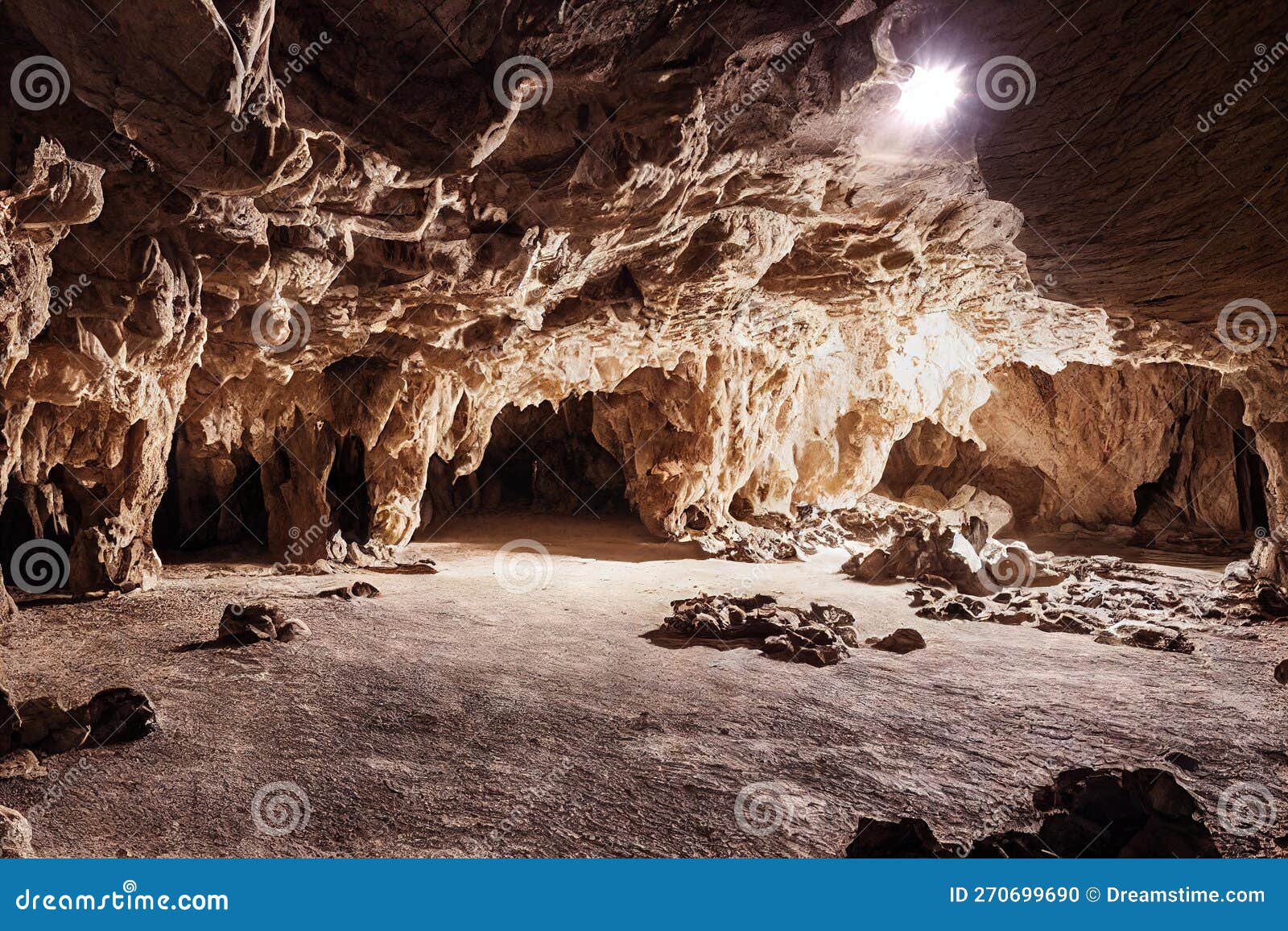 Ancient Stone Underwater Cave in Sunlight in Nature. Stock Illustration ...