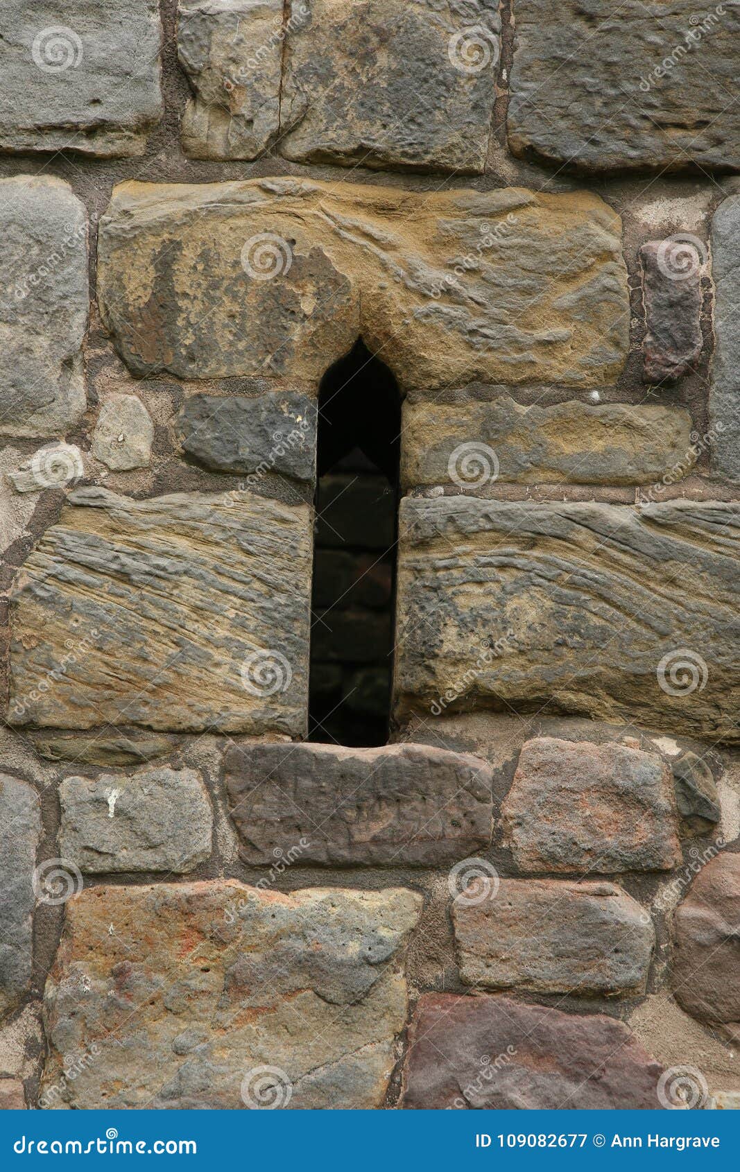 Ancient Stone Wall with Carved Ruined Window Stock Image - Image of ...