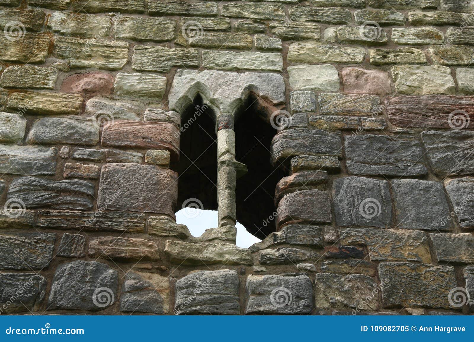 Ancient Stone Wall with Carved Ruined Window Stock Image - Image of ...