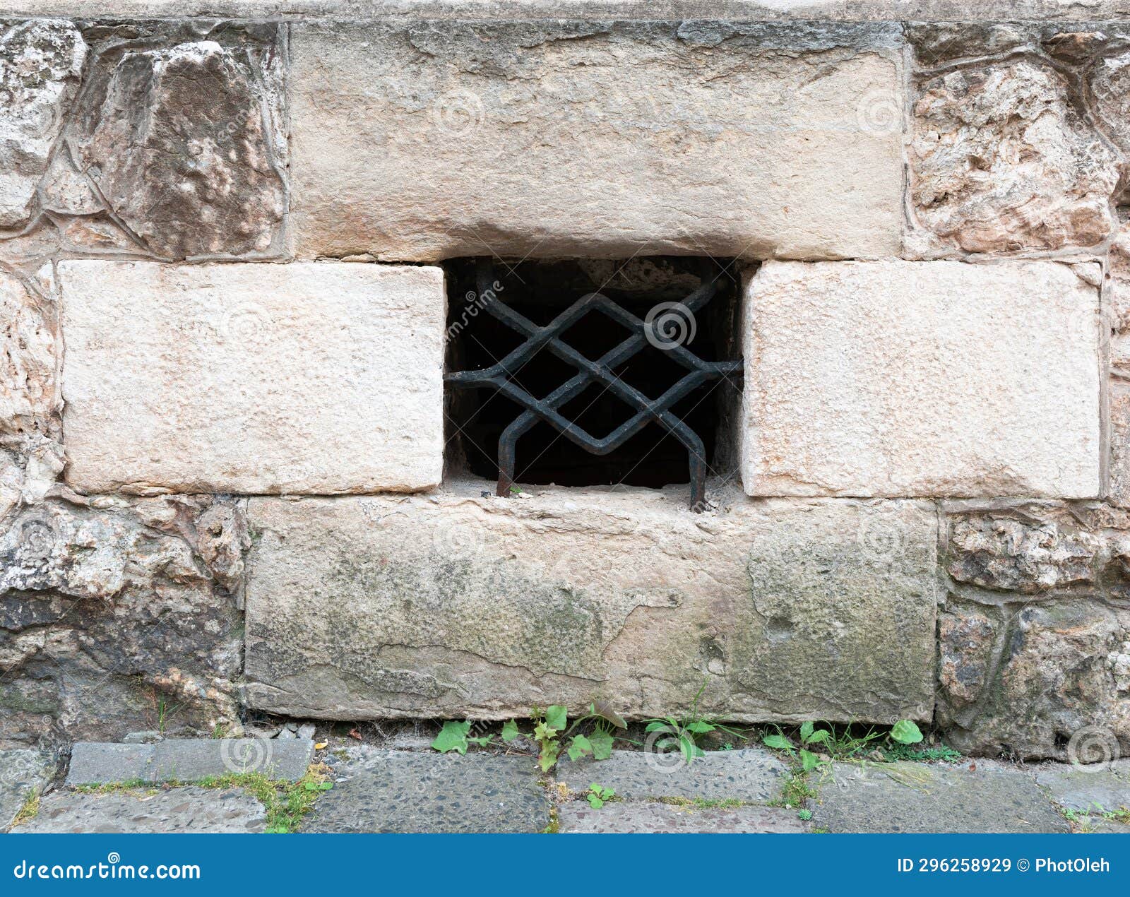Ancient Stone Wall Made of Large Limestone Blocks with a Dormer Stock ...