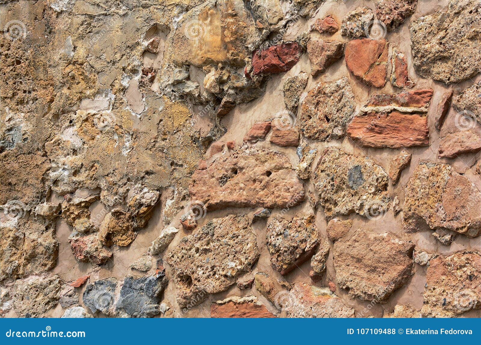 Ancient Stone Wall. Masonry of Old Stones and Bricks. Beautiful ...