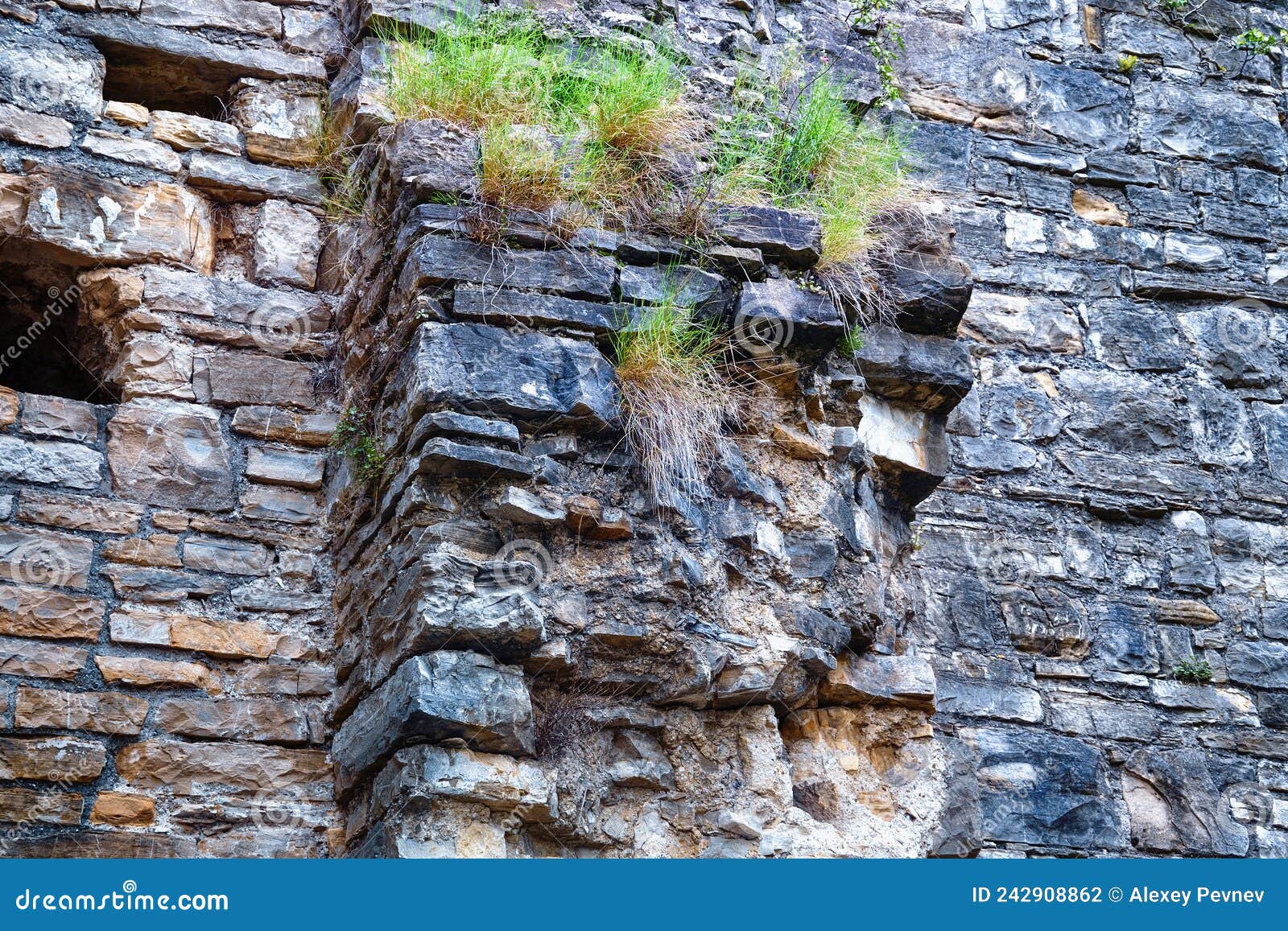 The Ancient Stone Wall of the Medieval Castle Stock Photo - Image of ...