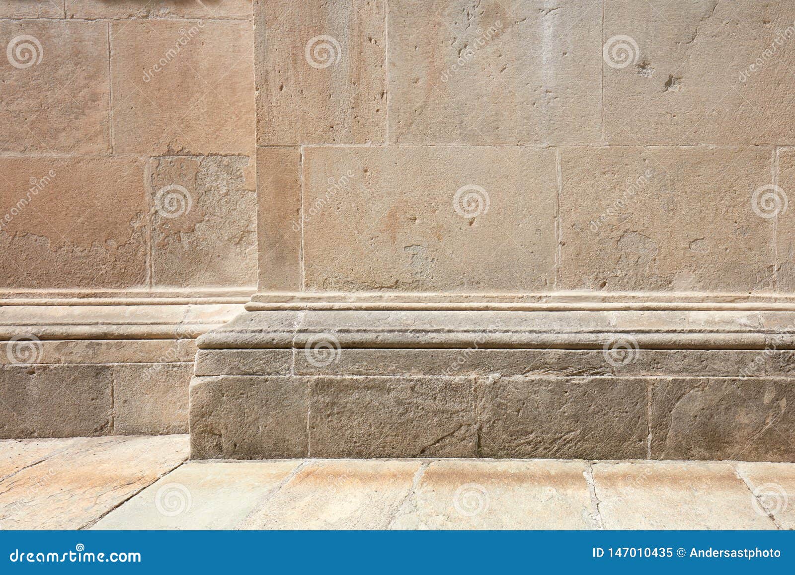 Ancient Stone Wall with Molding and Corner, Floor Background Stock ...