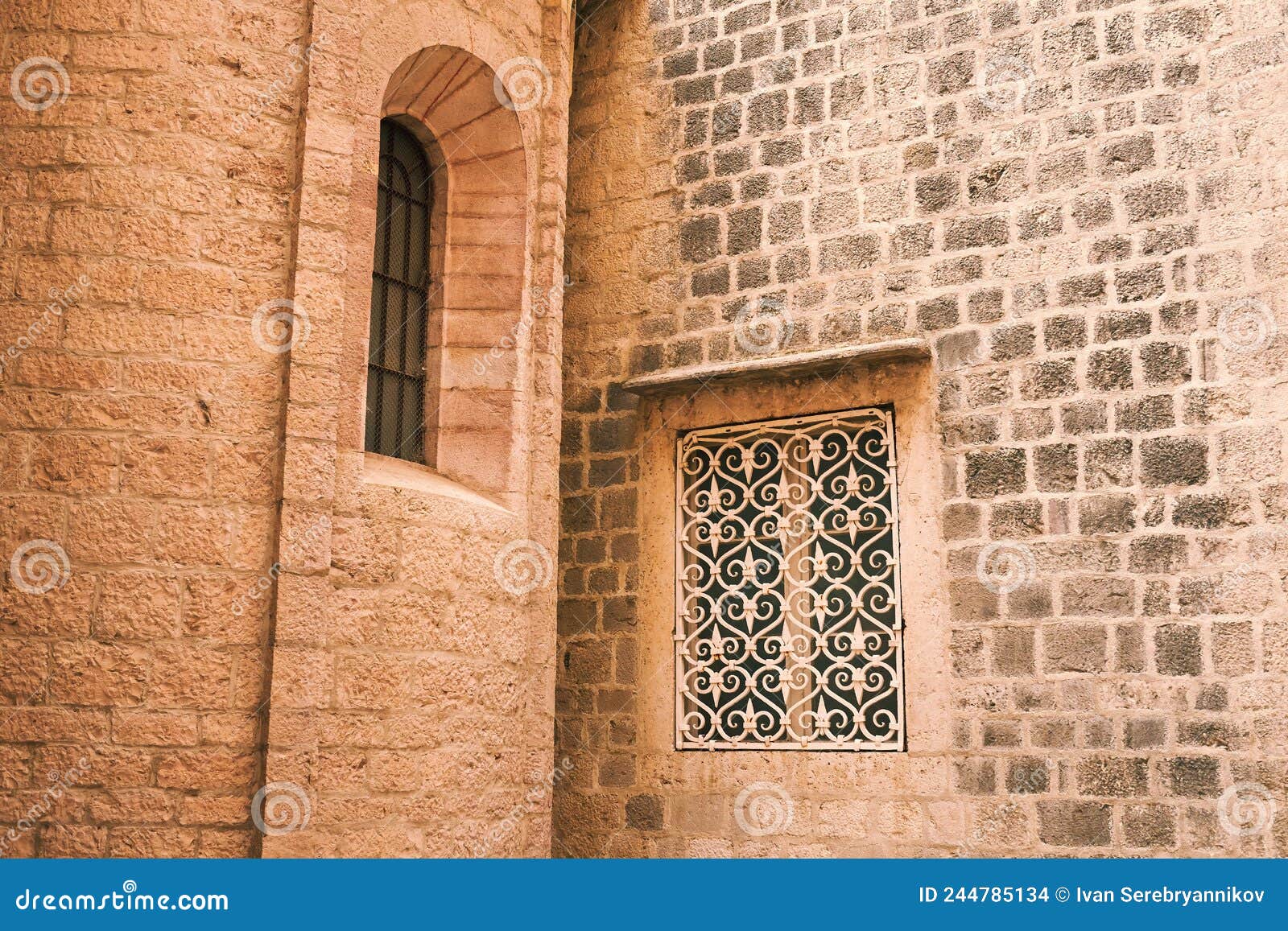 Ancient Stone Walls with Arched Windows Stock Photo - Image of ...