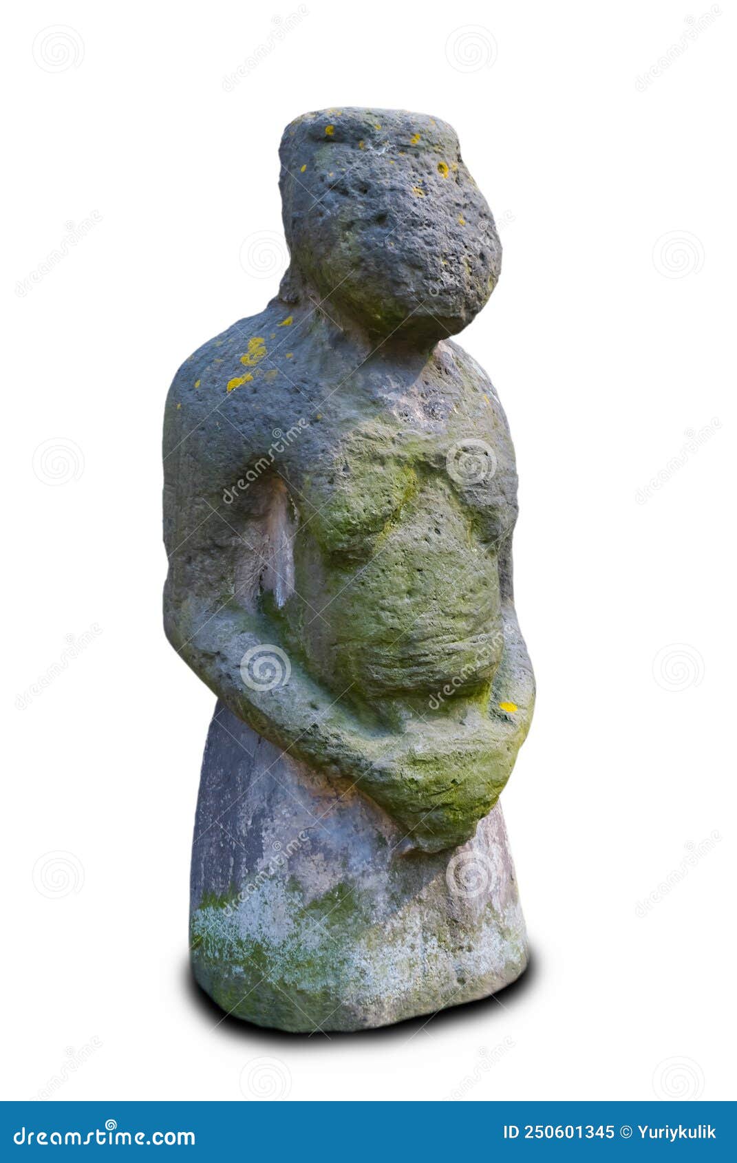 Ancient Stony Statue Isolated on White Background Stock Image - Image ...