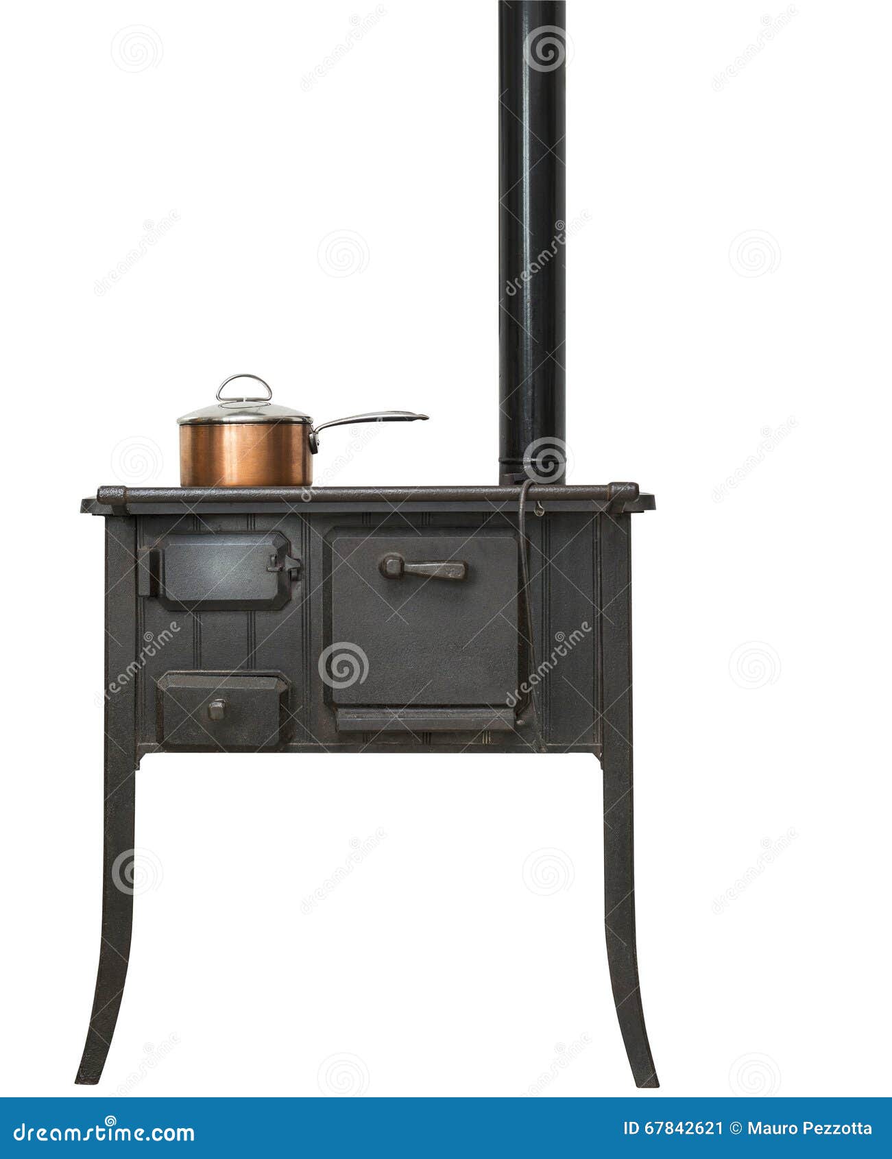 An Ancient Stove With A Kettle And A Frying Pan In An American House ...
