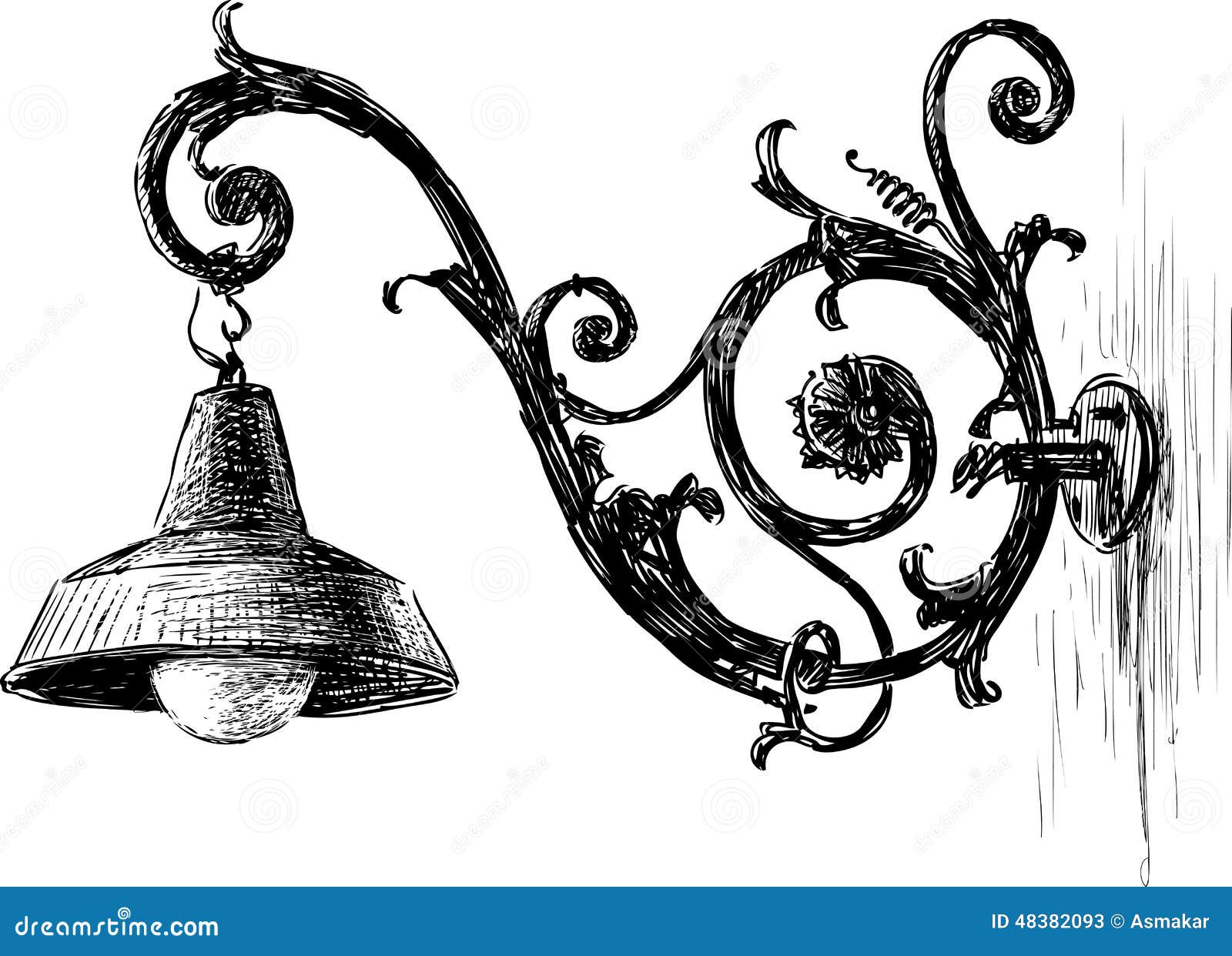 Ancient street lamp stock vector. Illustration of light - 48382093