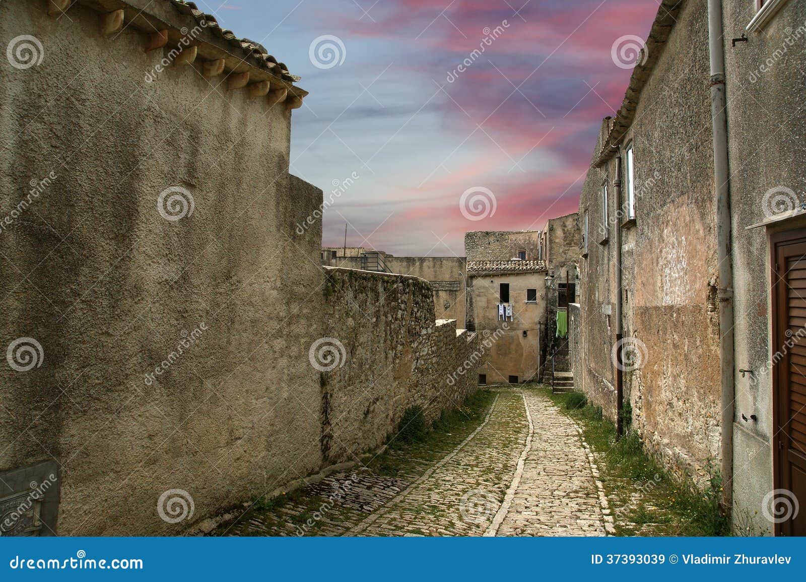 Ancient Streets in Old Italian Style. Erice, Sicily Stock Image - Image ...