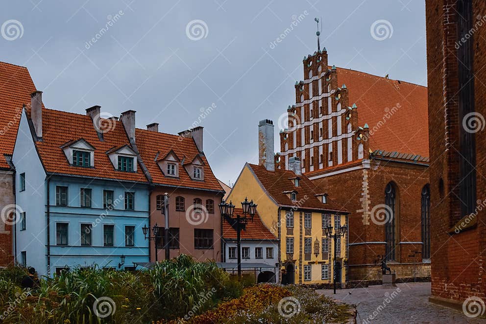Ancient Streets in the Old Town in Old Riga Stock Image - Image of ...