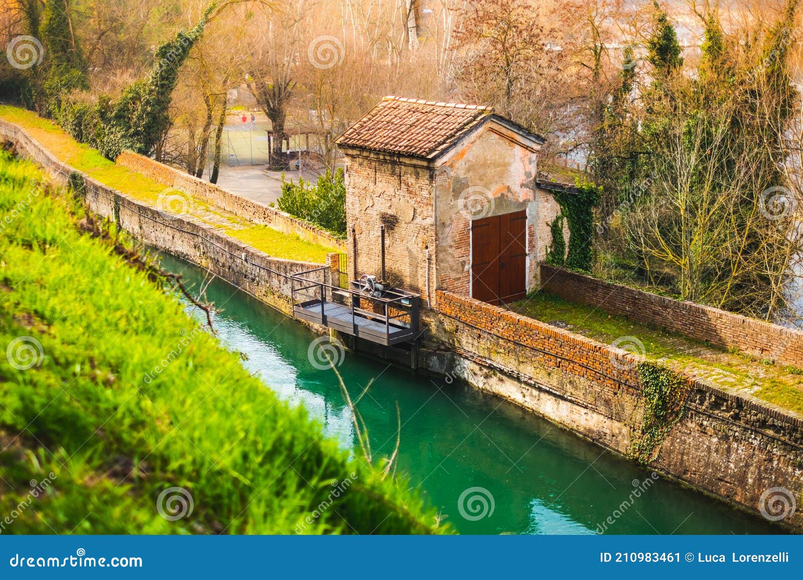 Ancient Structure of the River Lock Along the Canal Surrounded by Thick ...