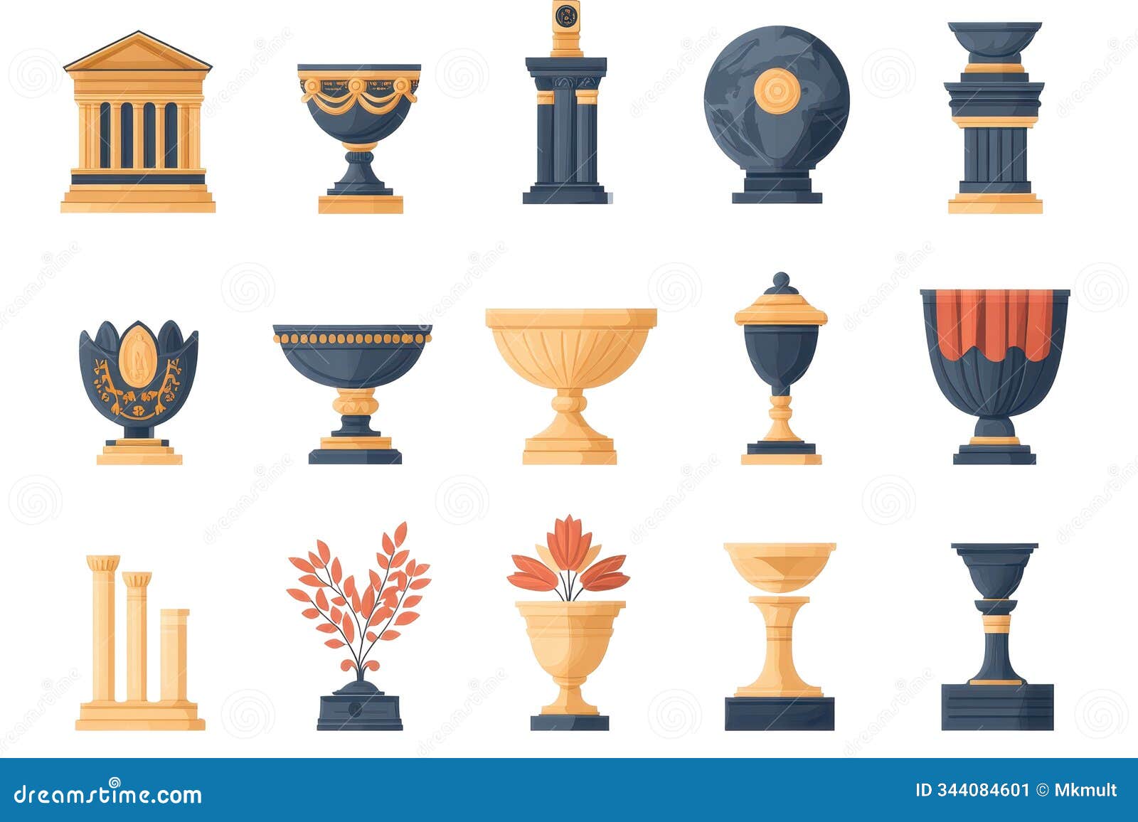 Ancient Structures And Artifacts Icon Set Royalty-Free Stock Photo ...