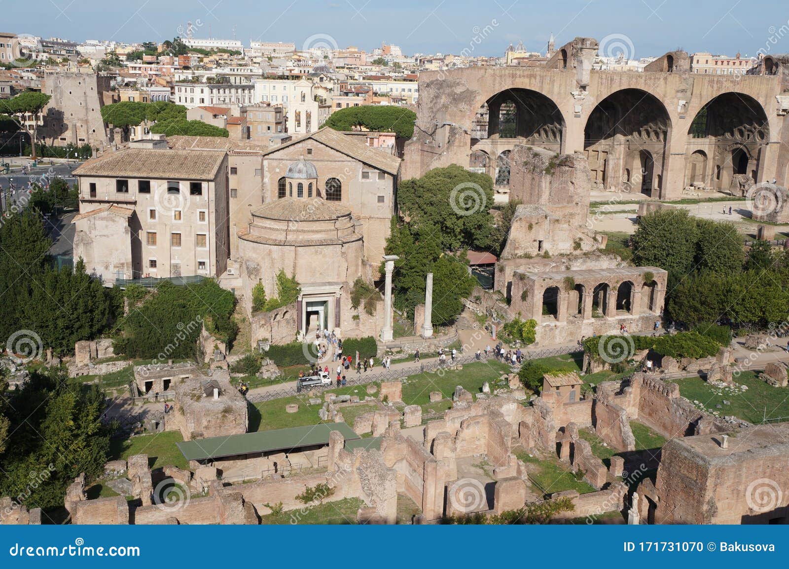 Ancient Structures of the Roman Forum Stock Photo - Image of church ...