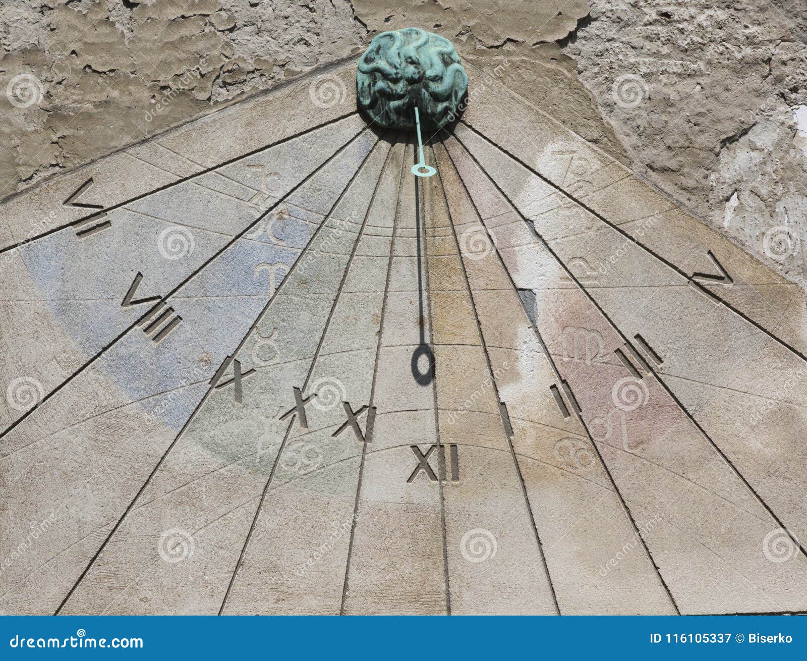 Ancient sun clock stock image. Image of mediaval, tower - 116105337