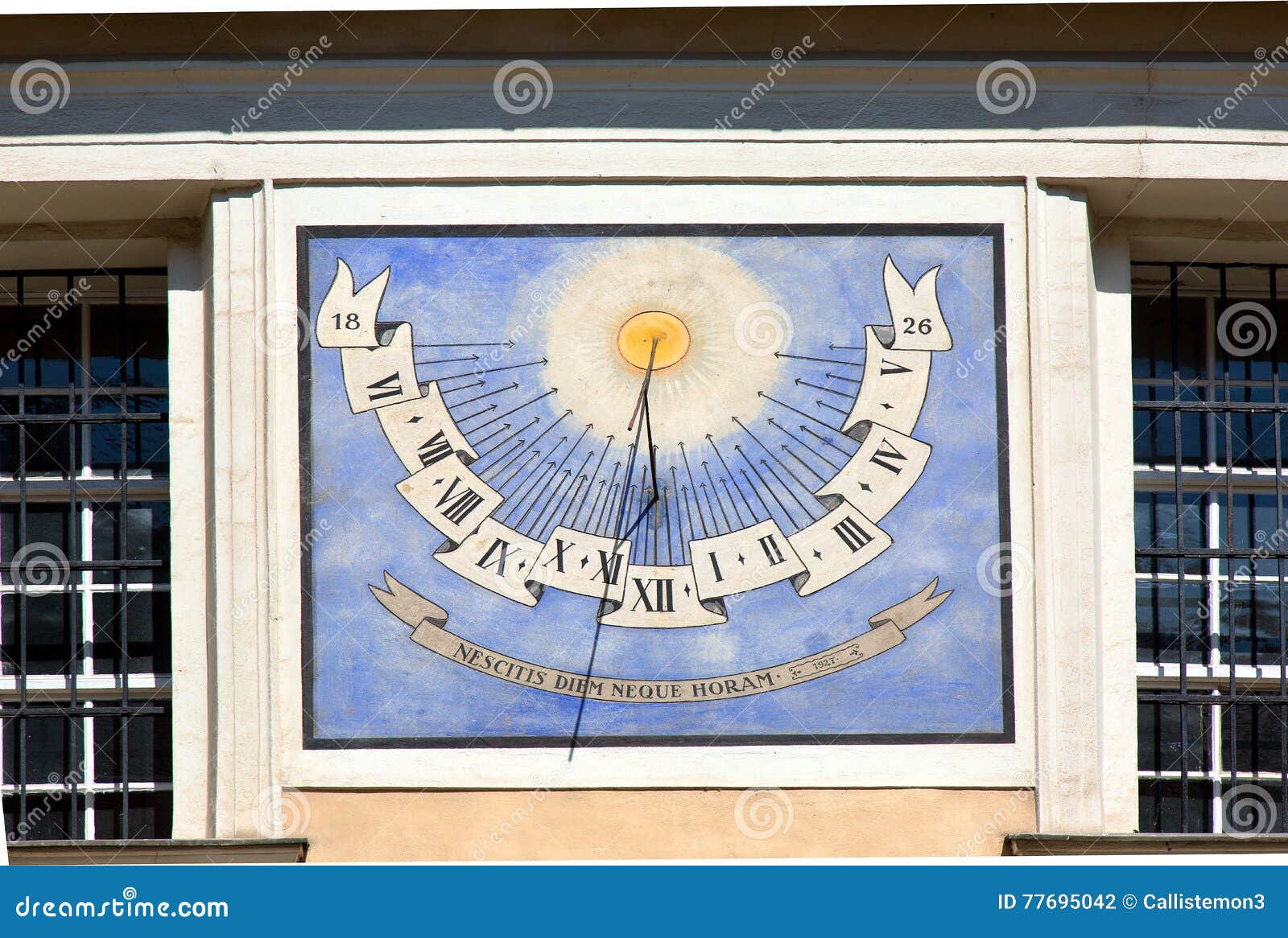 Ancient Sundial on Building Facade Stock Photo - Image of sundial ...