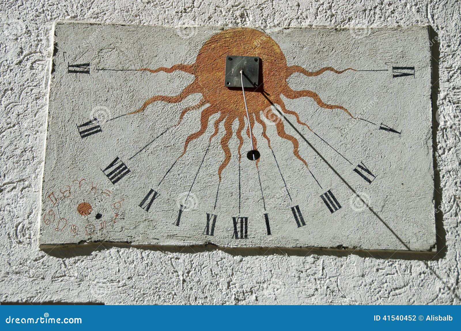 Sundial On The Wall Of The Building Of The Historic Town Of Krumlov In ...