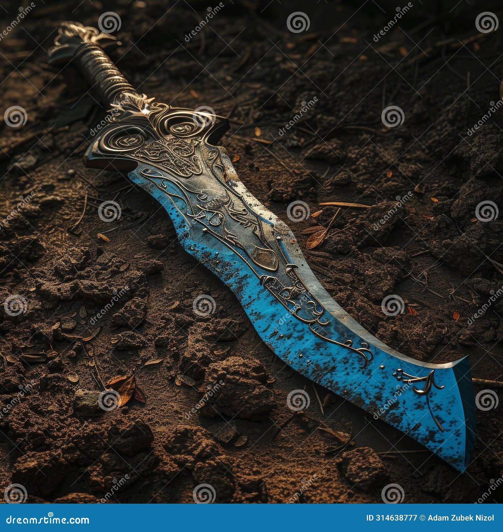 Ancient Sword Buried in Ground Stock Illustration - Illustration of ...