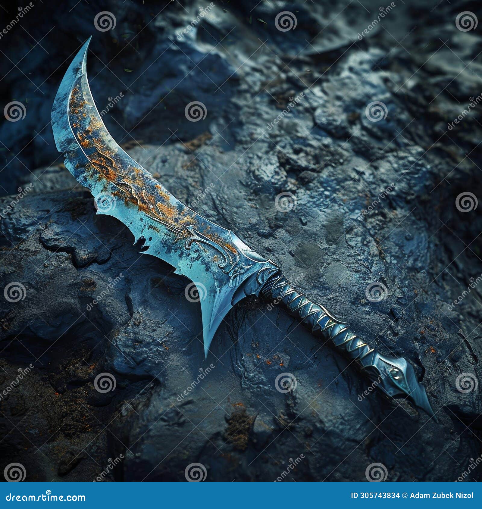 Ancient Sword Embedded in Stone Stock Illustration - Illustration of ...