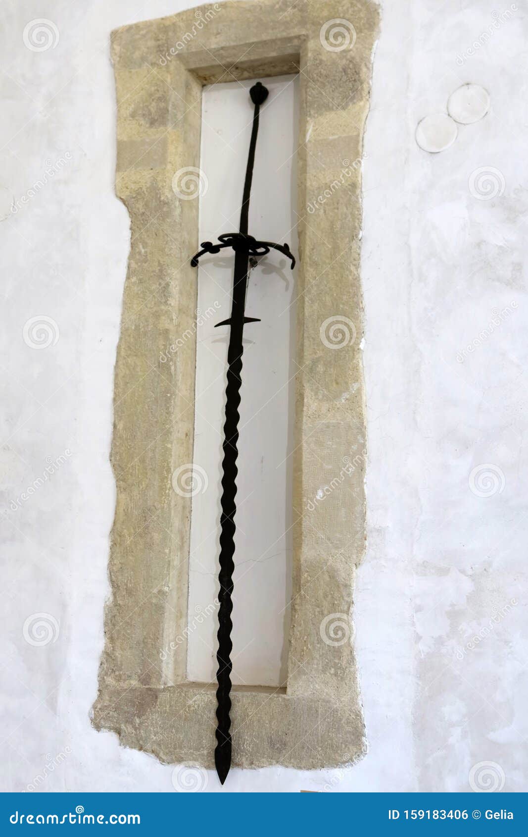 Ancient Sword Mounted on the Wall Stock Photo - Image of danger ...