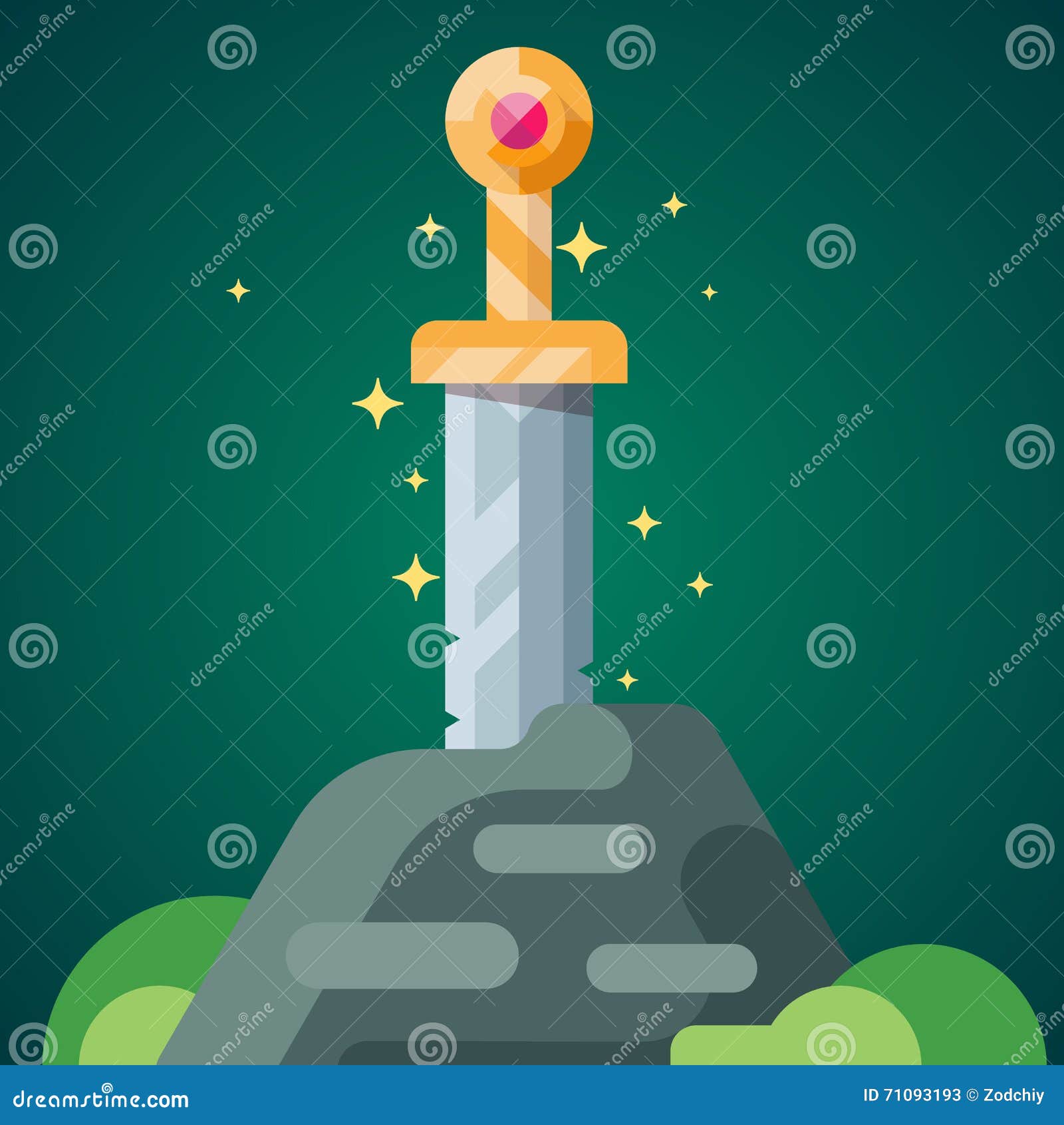 Ancient Sword in the Stone. Stock Vector - Illustration of fight ...