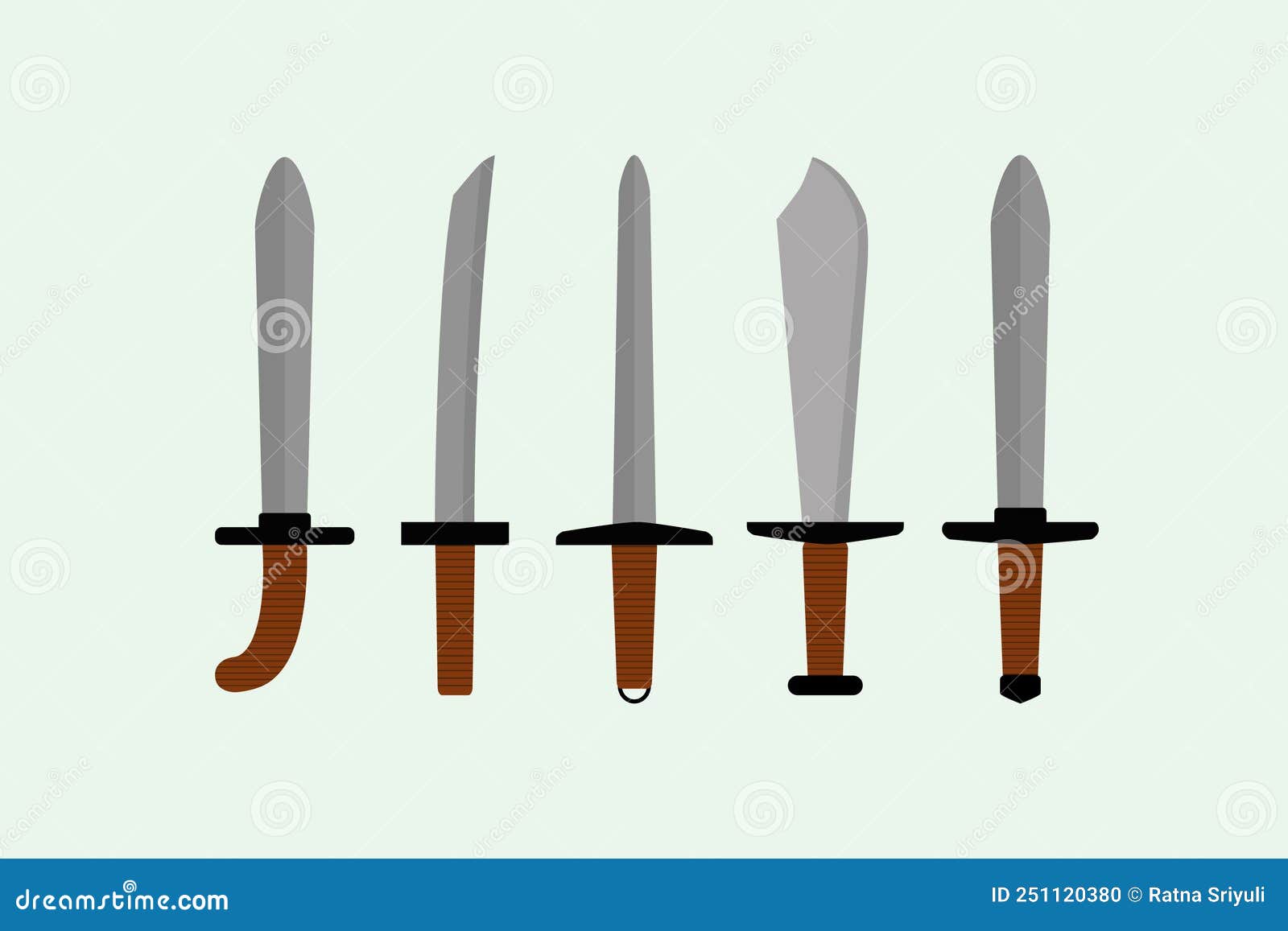 Ancient Swords Design Vector Flat Illustration Stock Vector ...