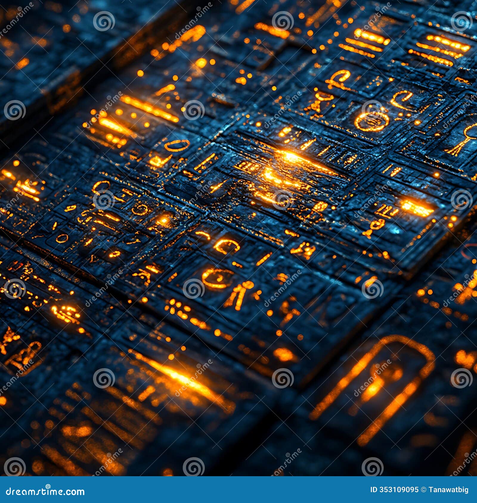 Ancient Symbols on Illuminated Stone Surface Stock Image - Image of ...