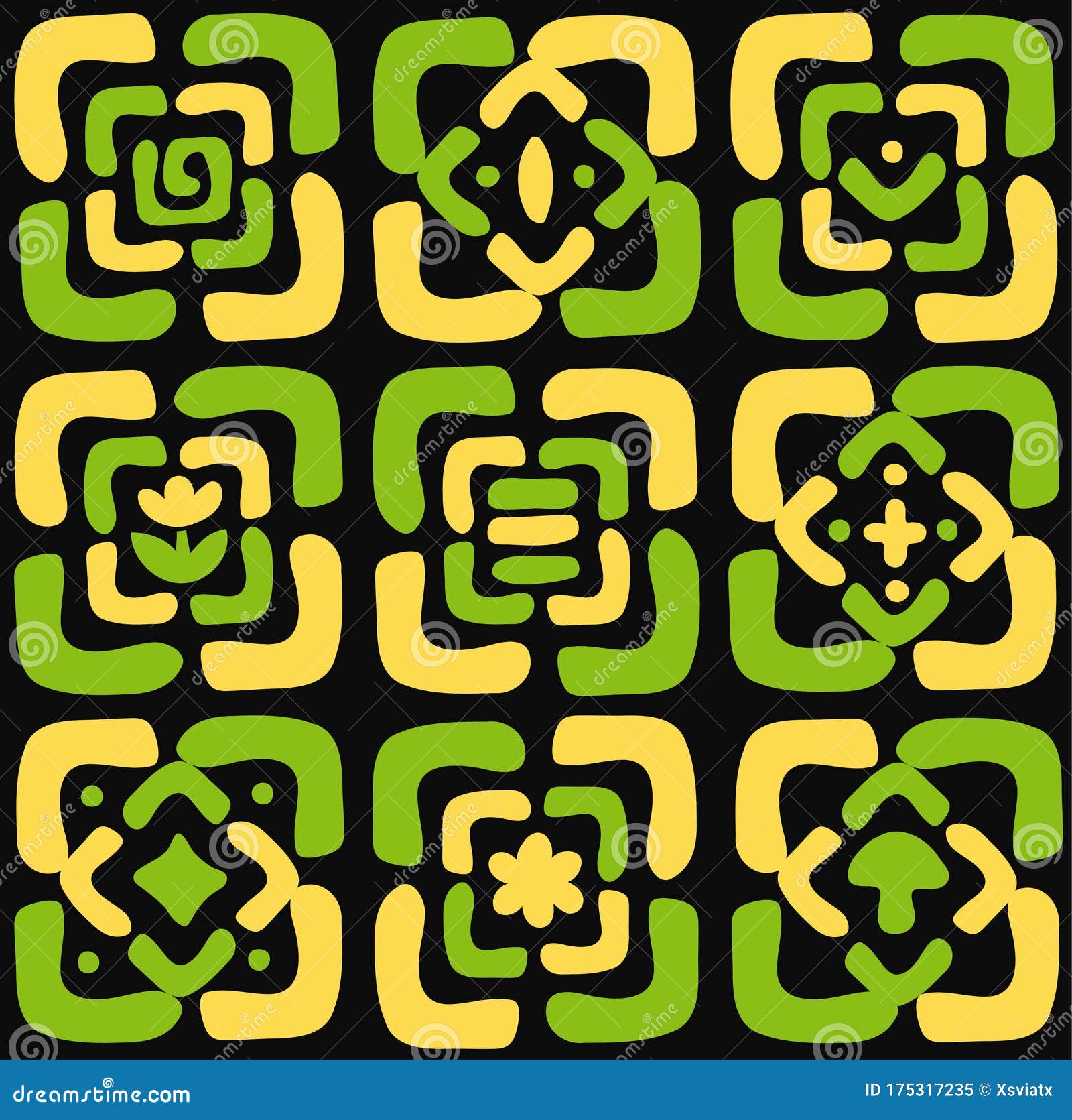 Ancient Symbols Tile Seamless Pattern Stock Vector - Illustration of ...