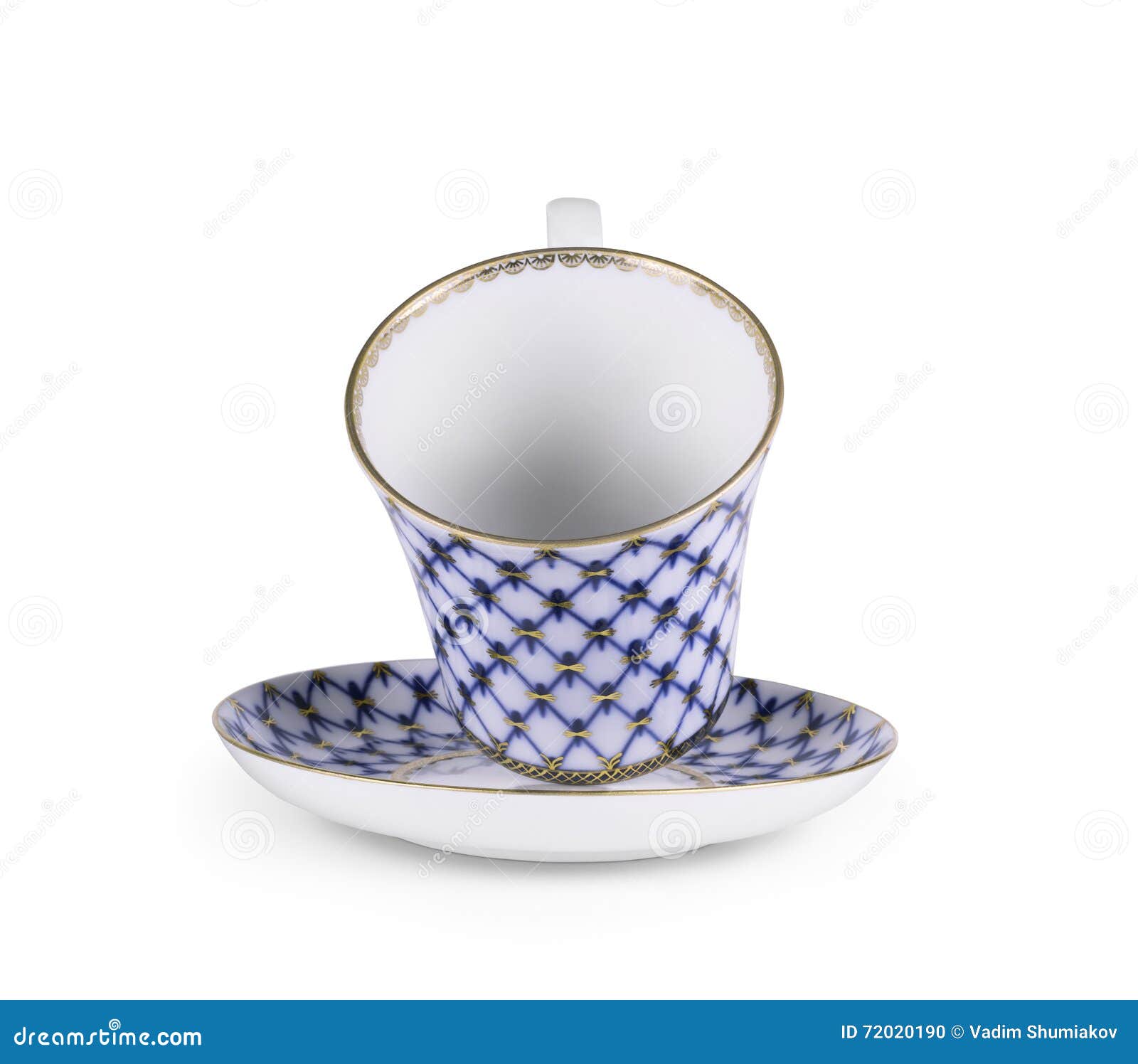 The Ancient Tea Cup Elegant Gold Border Floral Hand-drawn. Stock Photo ...