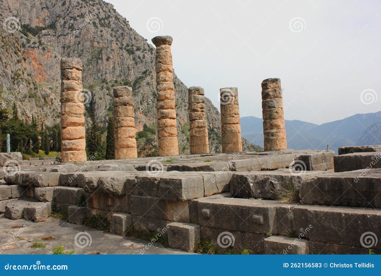 Ancient Temple of Apollo at Delphi, Greece Stock Image - Image of ...