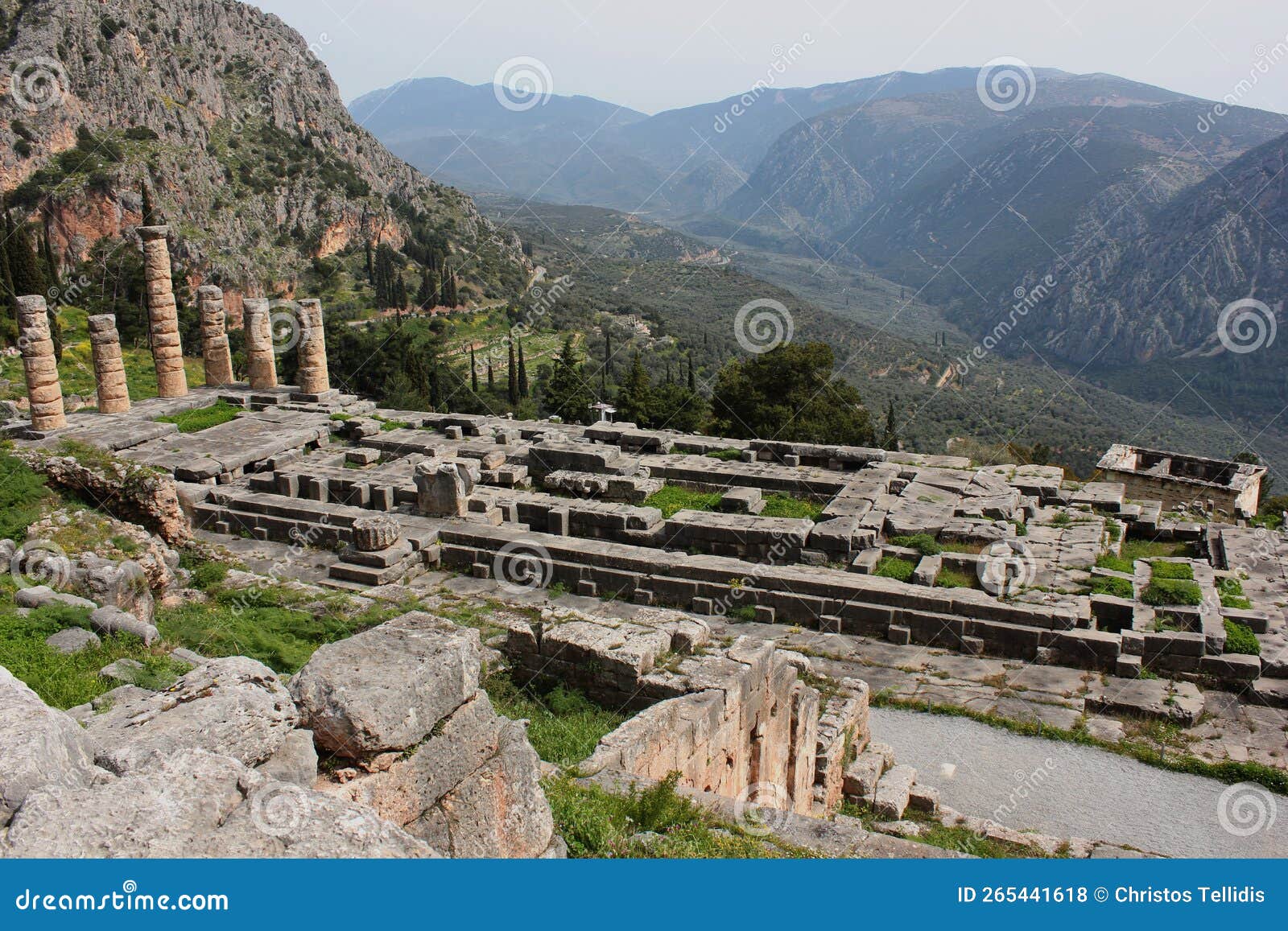 Ancient Temple of Apollo at Delphi Stock Photo - Image of background ...