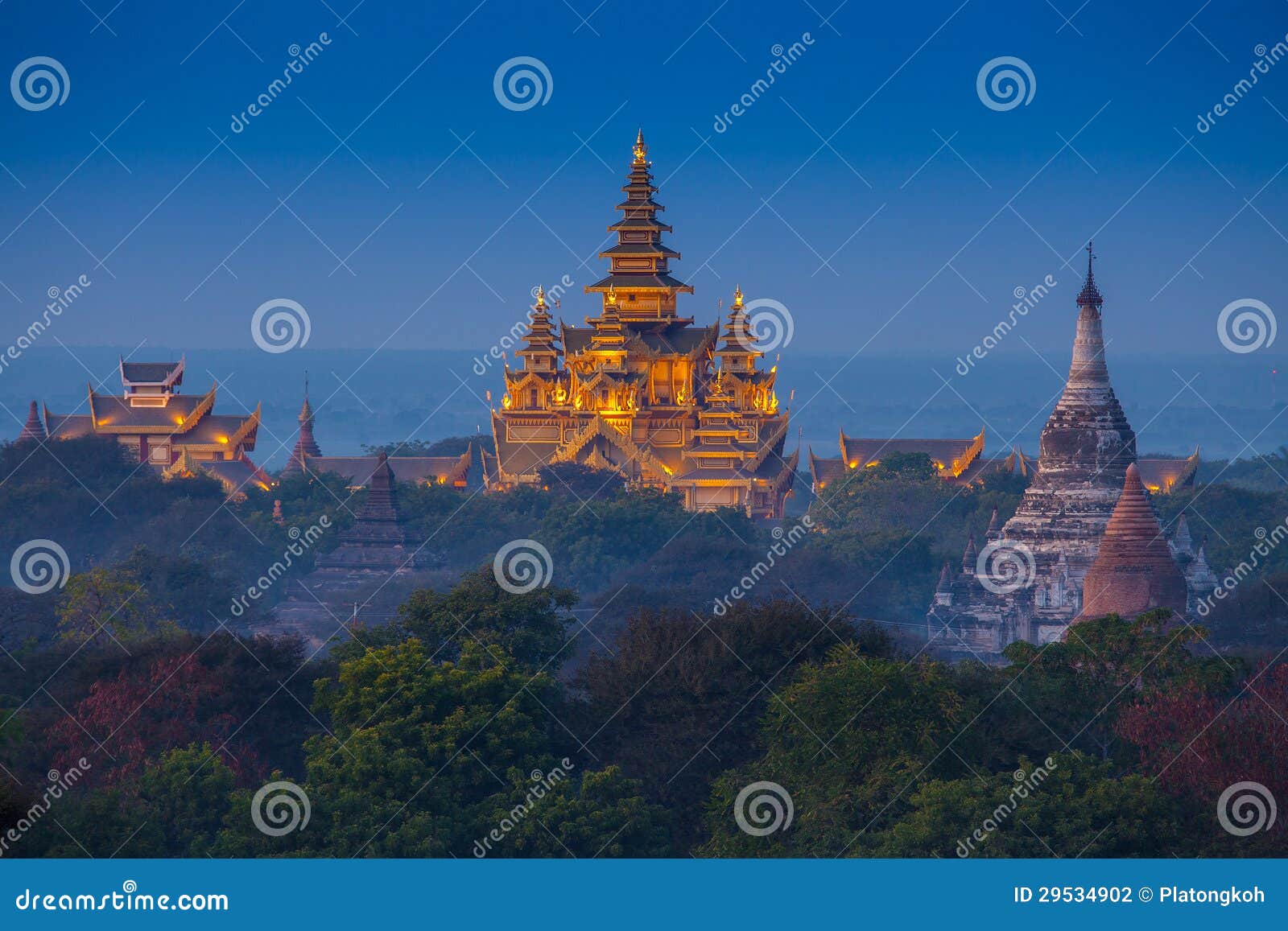 Ancient Temple in Bagan after Sunset Stock Photo - Image of chedi ...