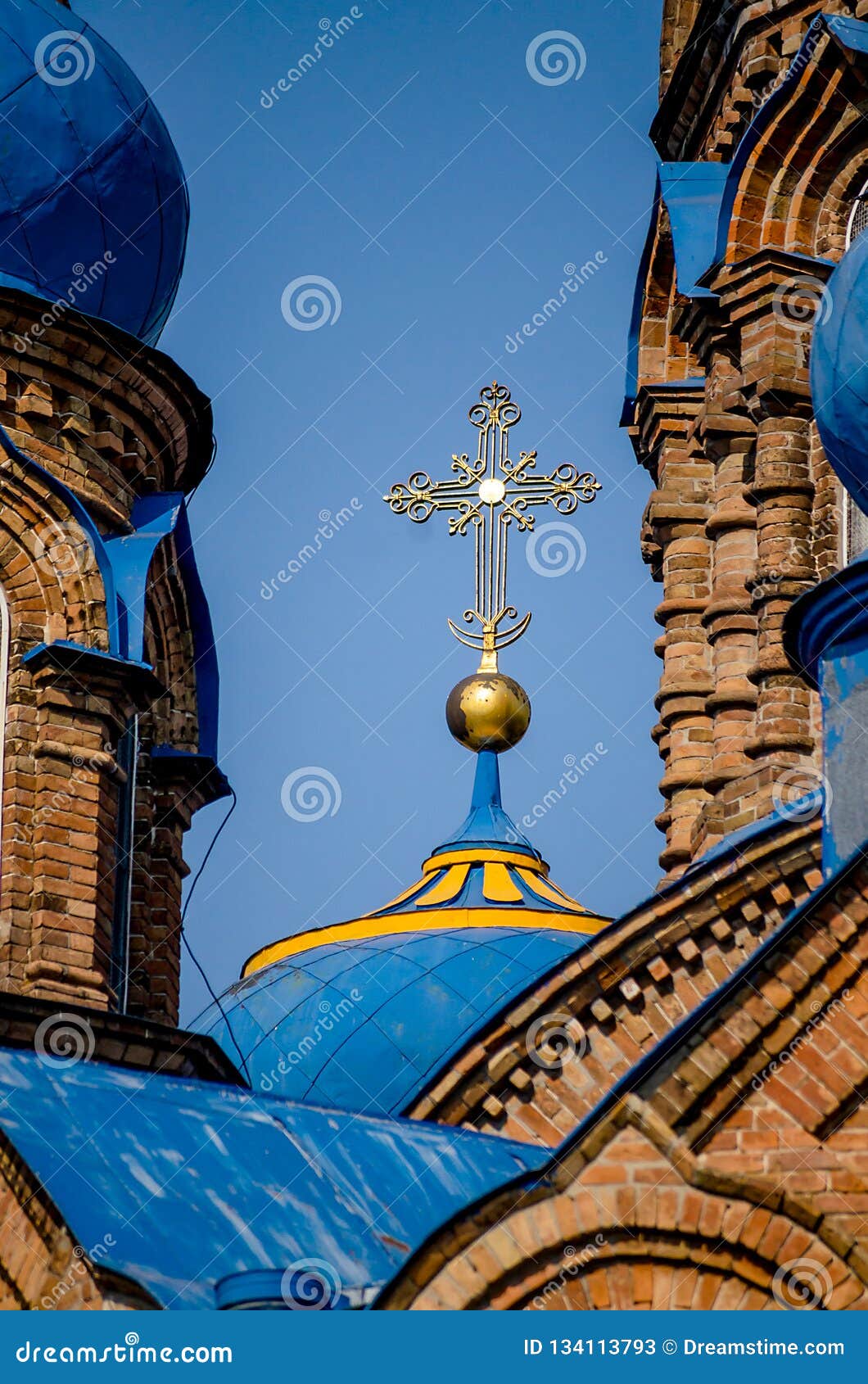 Ancient Temple of Blue Domes Stock Image - Image of building, ancient ...