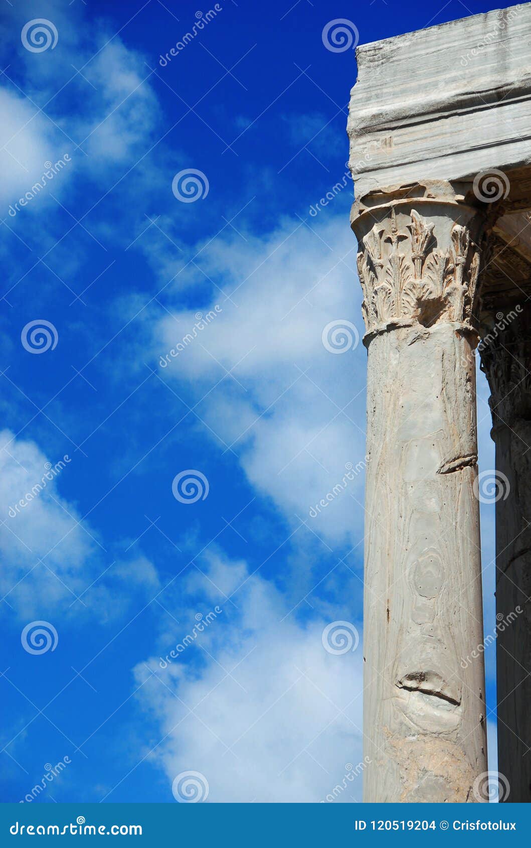 Ancient Temple Columns with Clouds Background Stock Photo - Image of ...