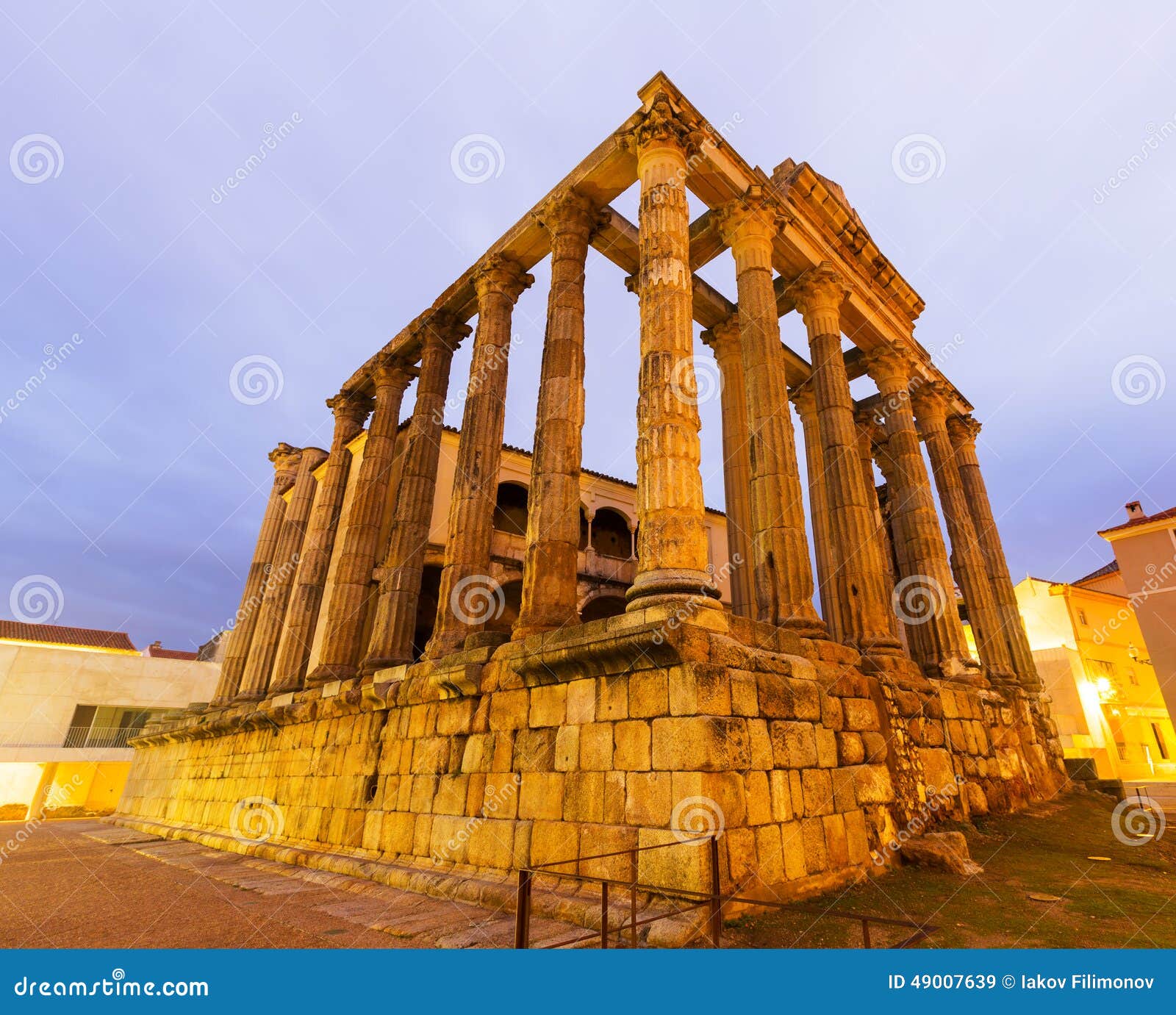 Ancient Temple in Dawn. Merida, Spain Stock Image - Image of heritage ...
