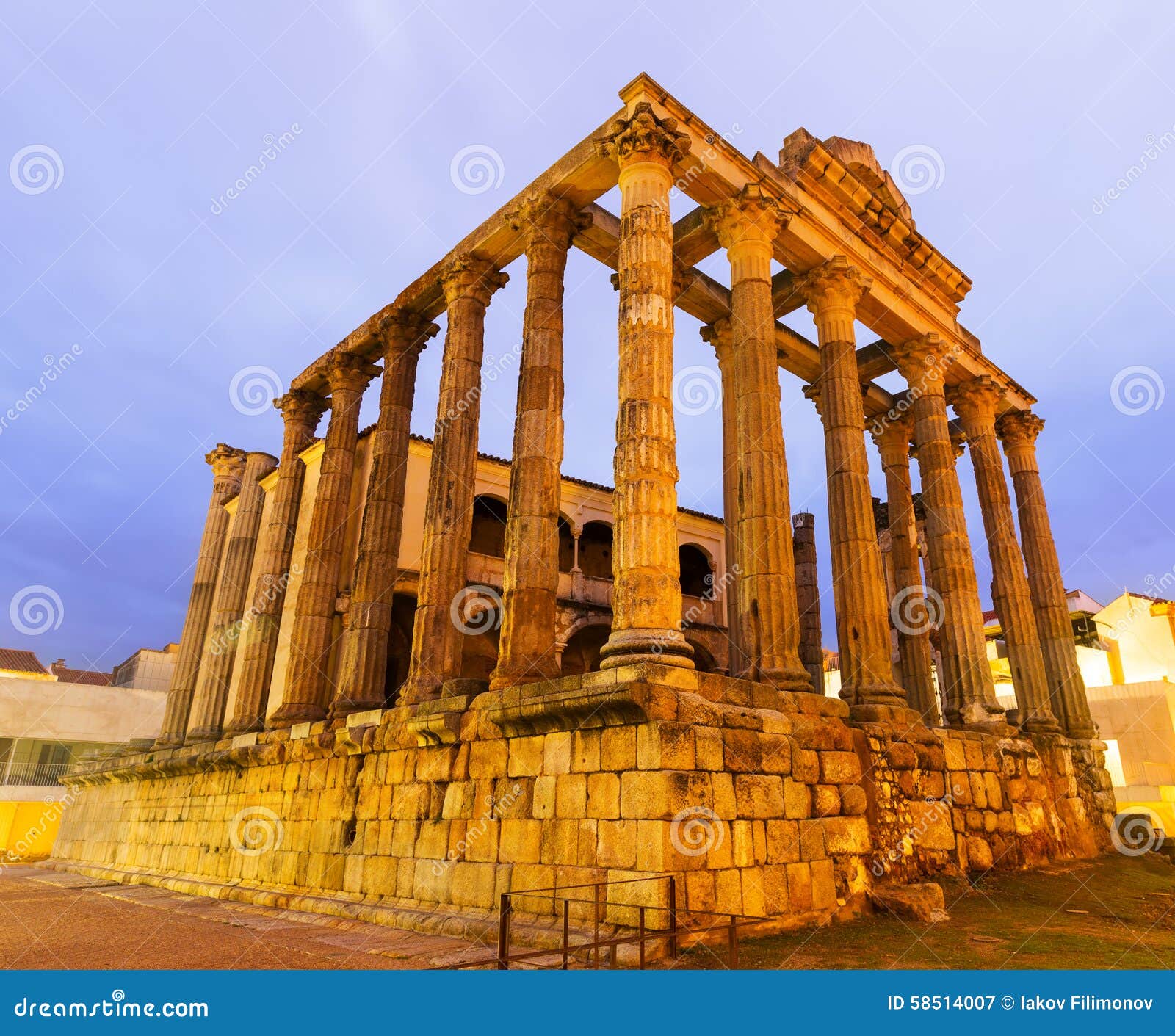 Ancient Temple in Dawn. Merida Stock Image - Image of archaeology ...