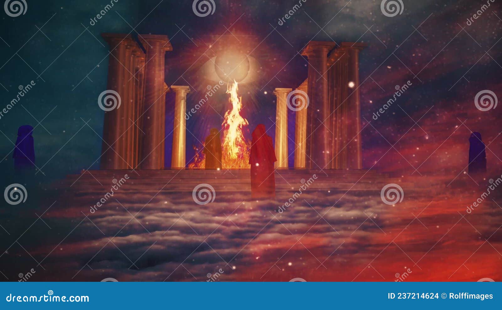 Ancient temple of fire stock footage. Video of fantasy - 237214624