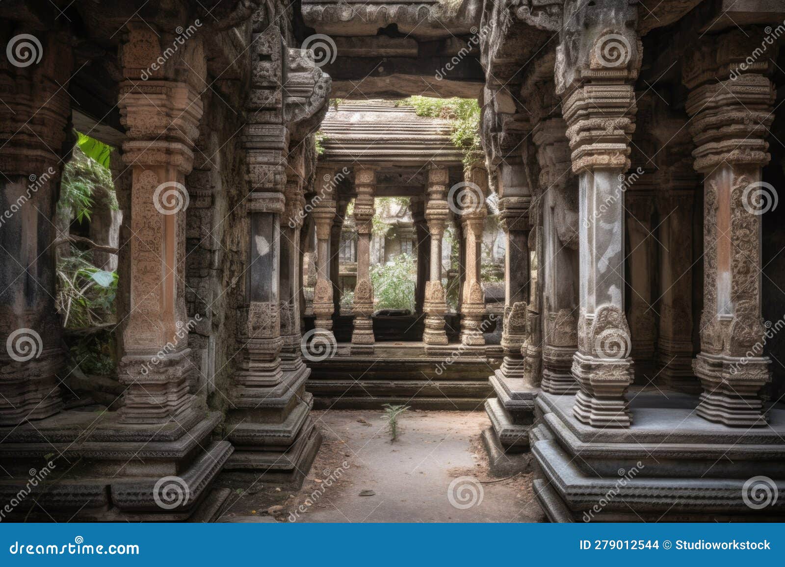 Ancient Temple, with Intricate Stone Carvings and Columns Stock ...