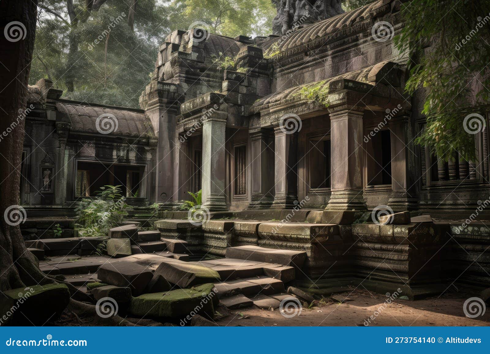 An Ancient Temple, with Its Towering Columns and Marble Floors Stock ...