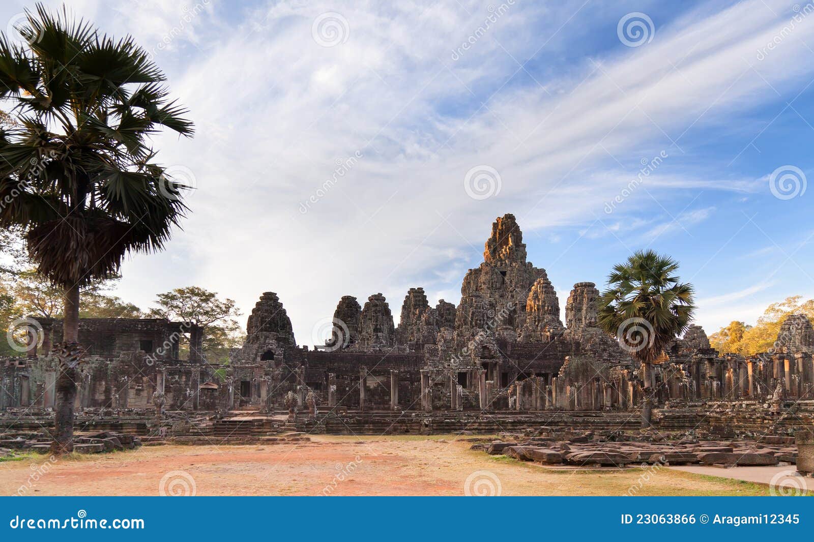 Ancient Temple Prasat Bayon in Angkor Complex Stock Photo - Image of ...