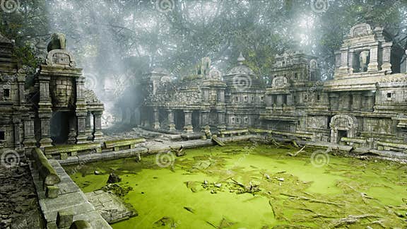 Ancient Temple Ruins, 3d Render Stock Illustration - Illustration of ...