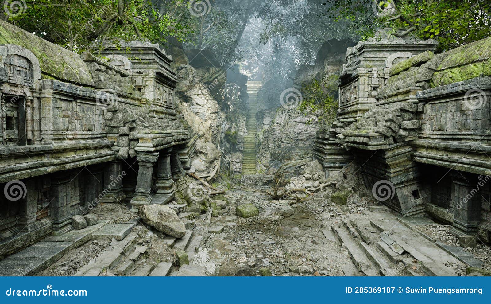 Ancient Temple Ruins, 3d Render Stock Illustration - Illustration of ...