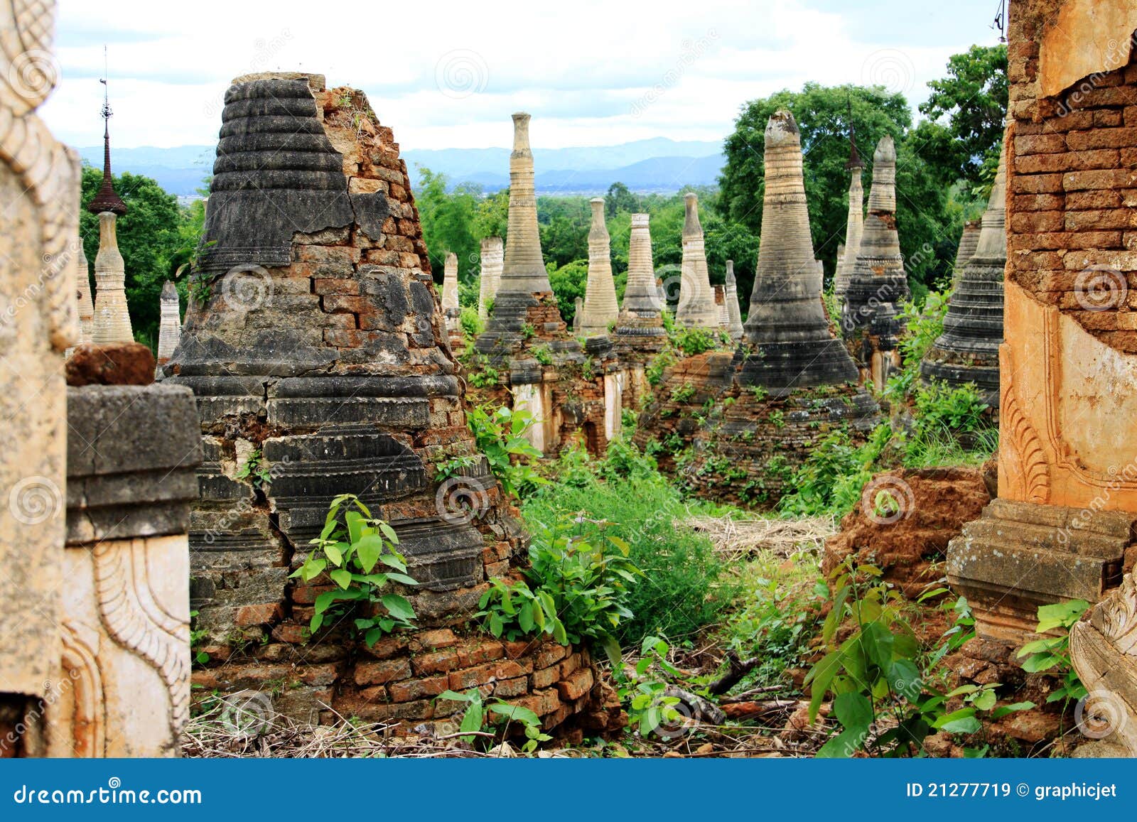 Ancient Temple Ruins in Inthein, Myanmar Stock Image - Image of leaf ...
