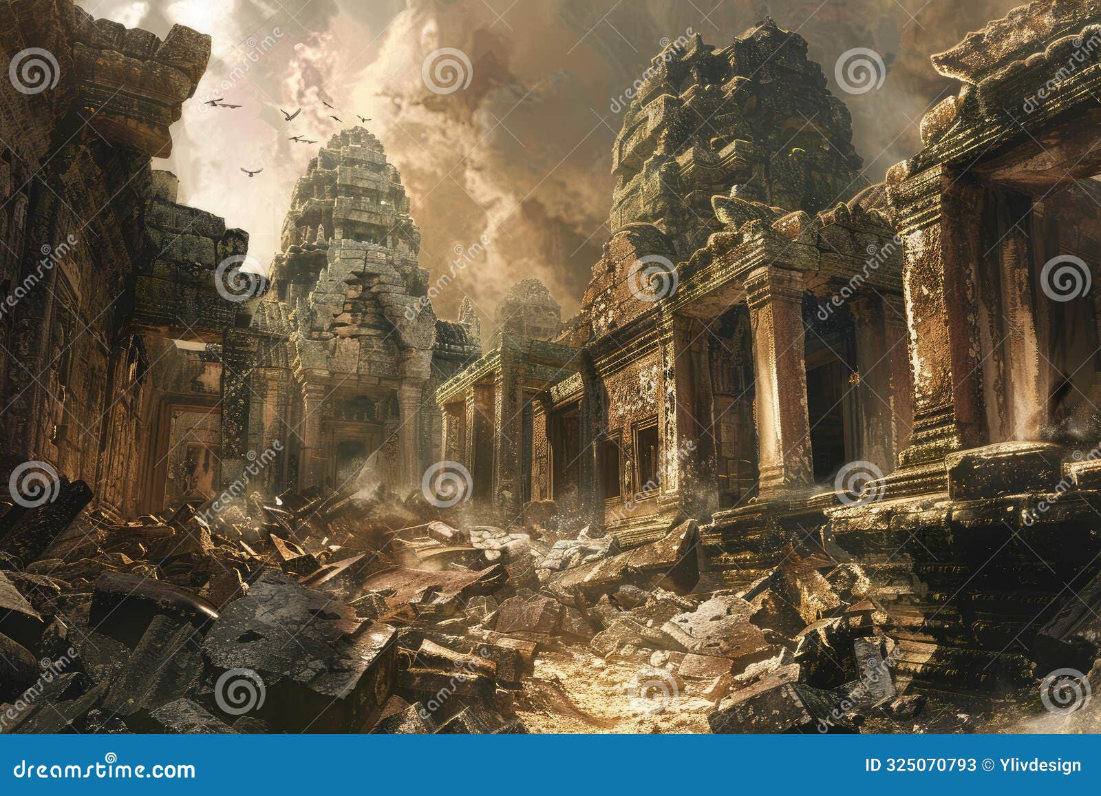Ancient Temple Ruins in Mystical Light Stock Image - Image of temple ...