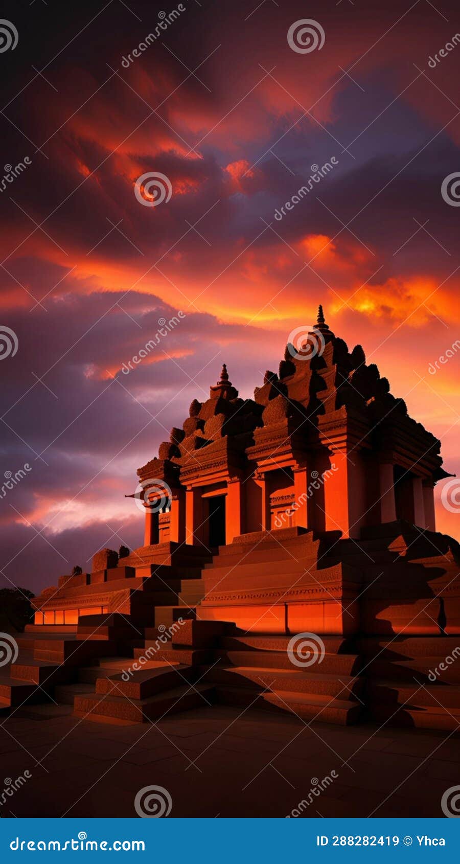 Sky Fiery Sunset Cascades Stock Illustration | CartoonDealer.com #290673157