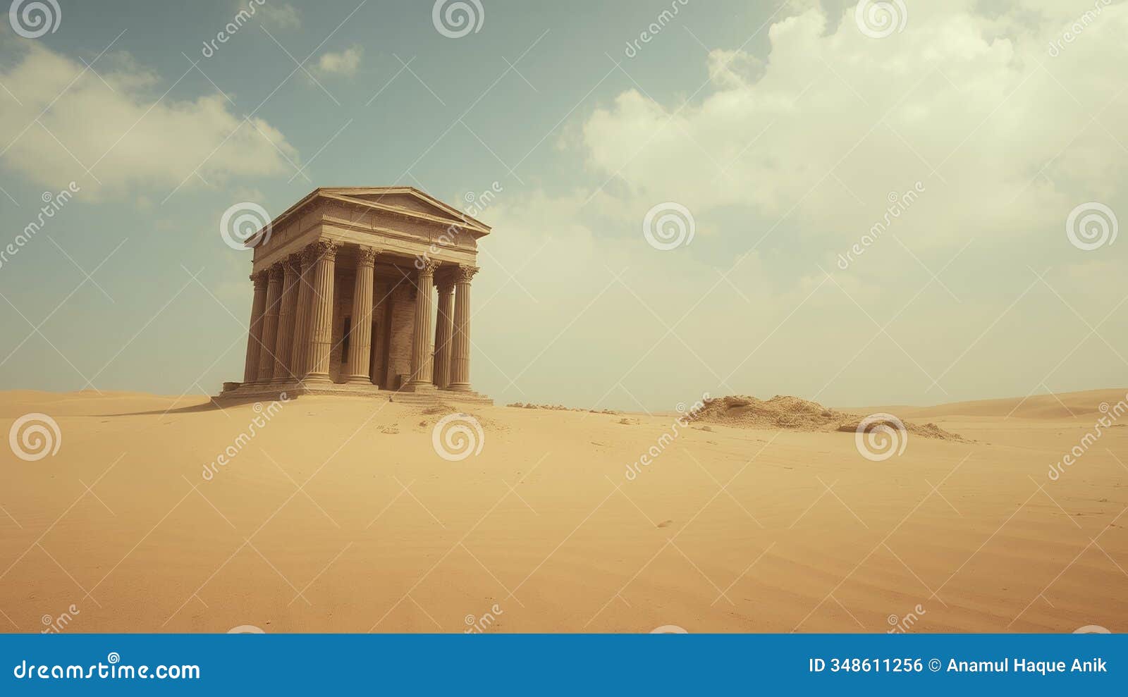Ancient Temple Stands Alone in Vast Desert Stock Illustration ...