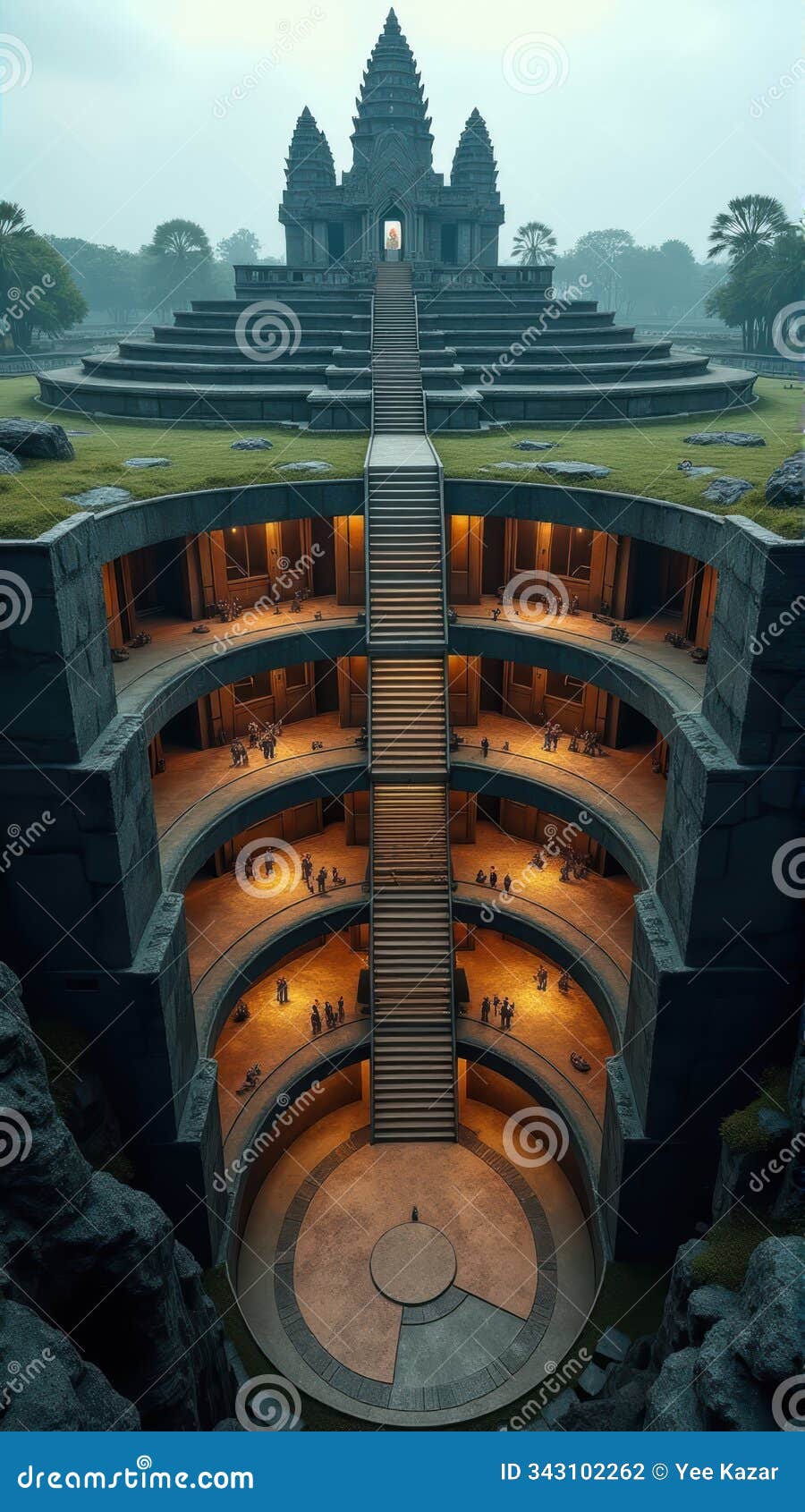 Ancient Temple with Underground Chambers Stock Illustration ...