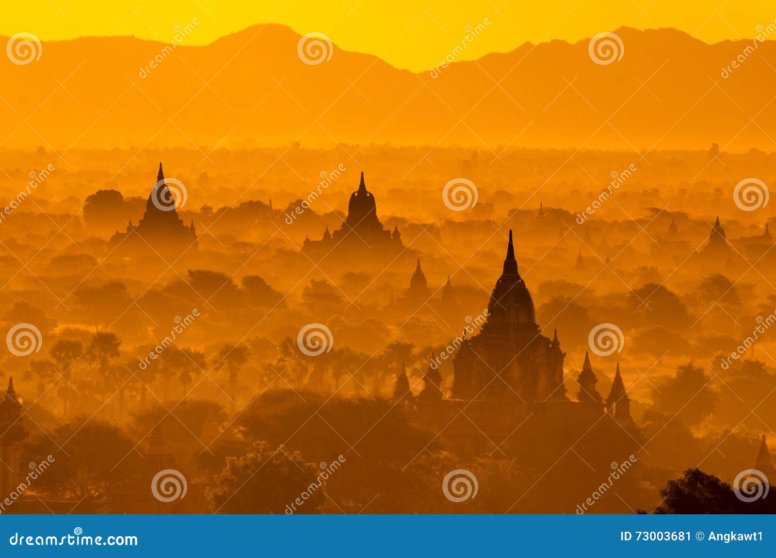 The Ancient Temples of Bagan(Pagan) at Dawn. Stock Image - Image of ...