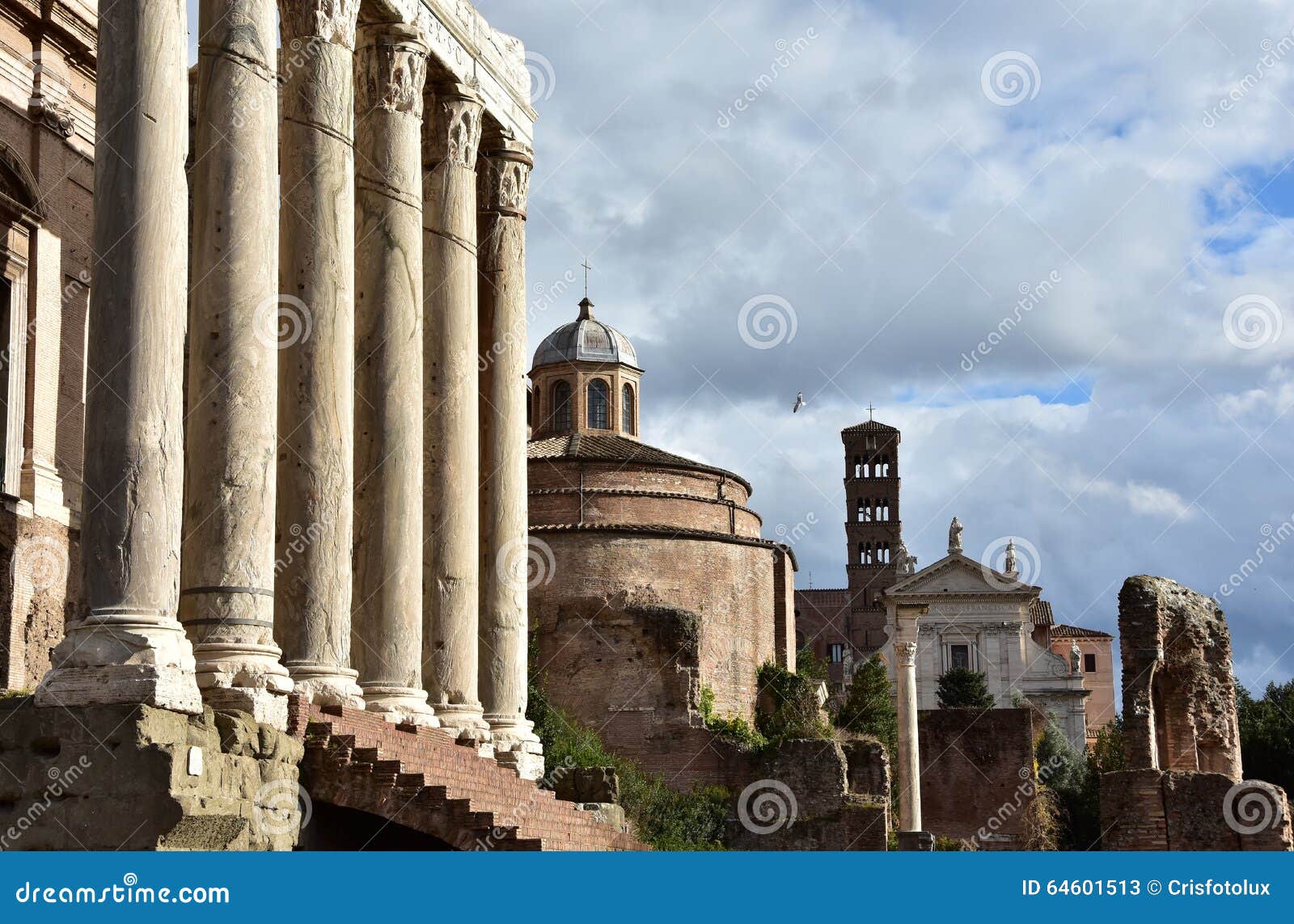Ancient Temples and Churches from Roman Forum Stock Image - Image of ...